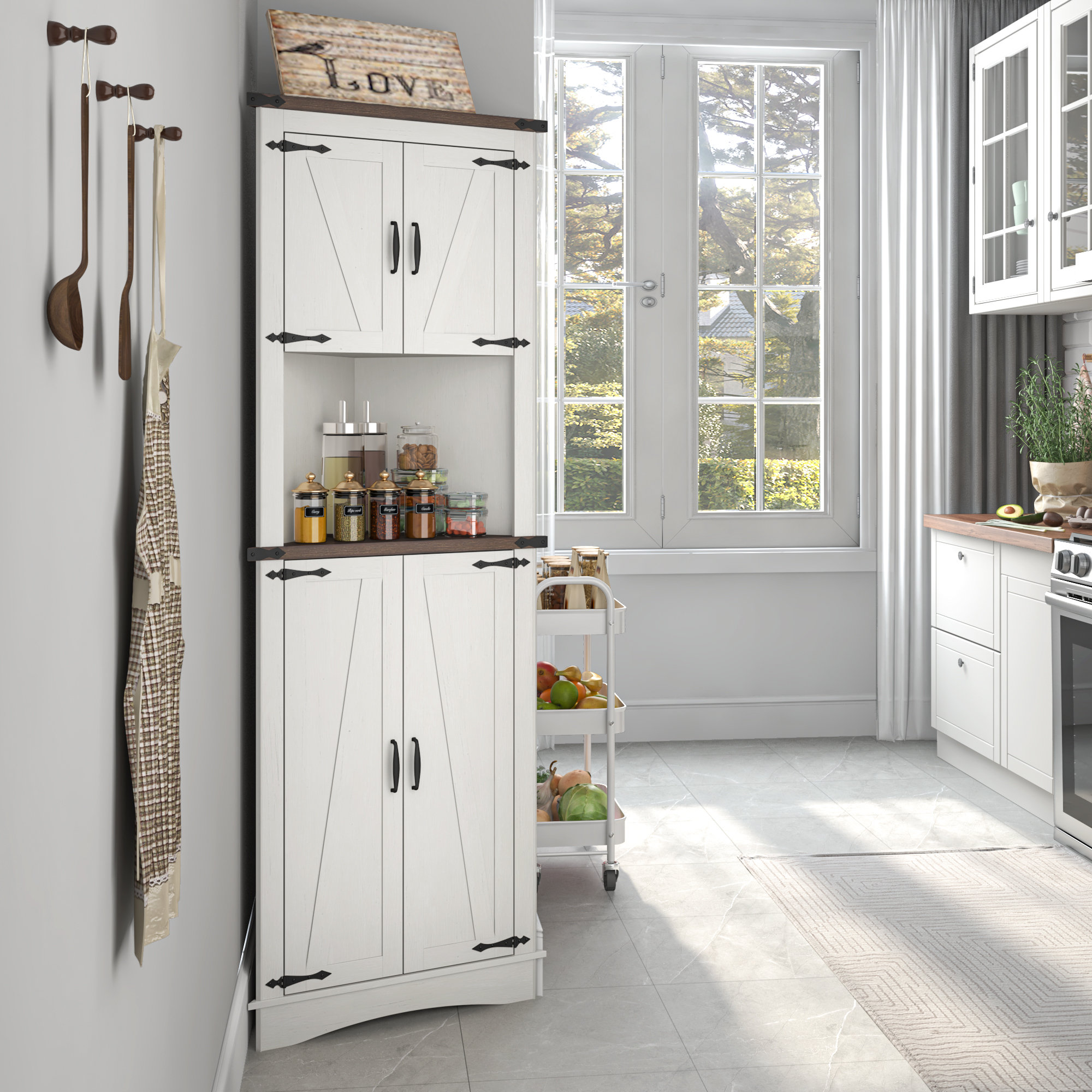 Gracie Oaks Mushaim Freestanding Pantry Cabinets | Wayfair