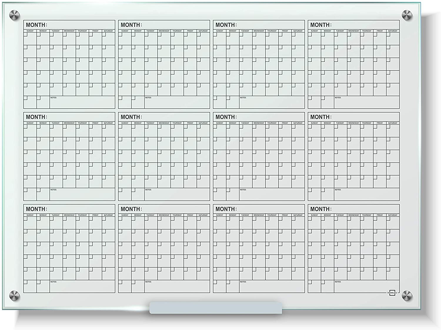 Scribbledo Wall Mounted Monthly Glass Calendar 34" x46" & Reviews ...