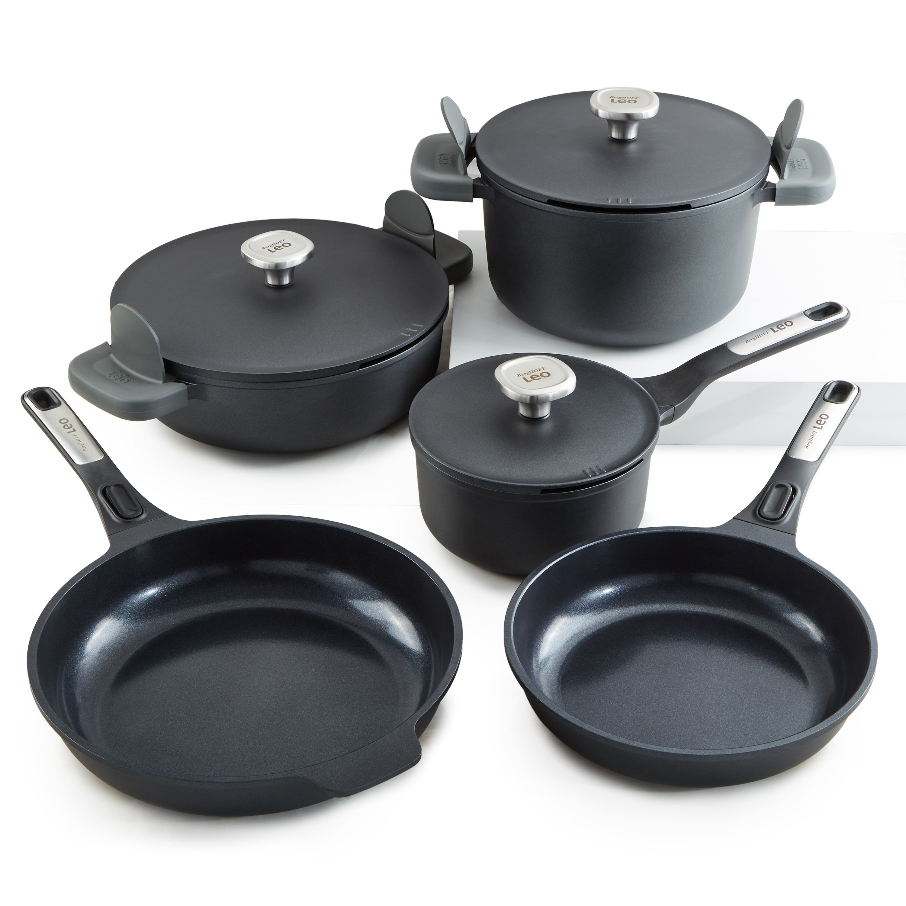 BergHOFF Leo Phantom 8pc Nonstick Ceramic Cookware Set, Recycled ...