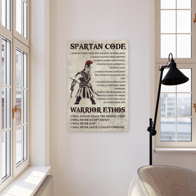 Trinx " Spartan Code Warrior Ethos " Print on Canvas | Wayfair