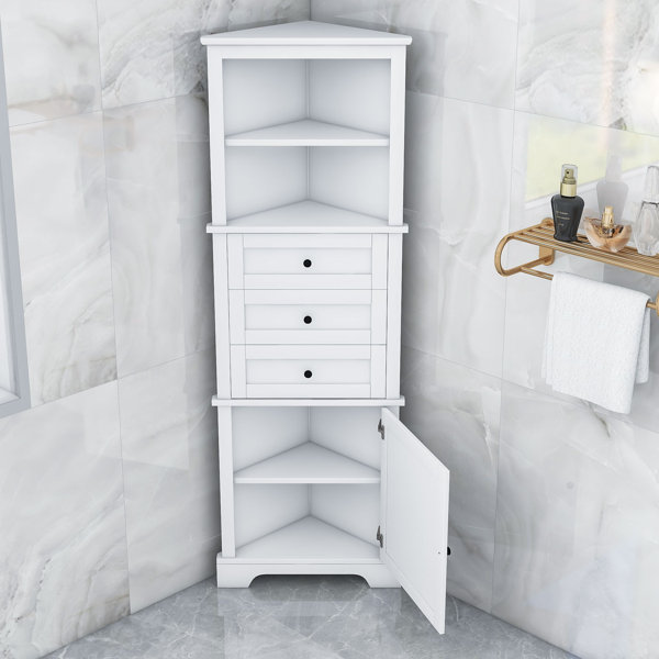 Red Barrel Studio® Fetiere Freestanding Bathroom Cabinet, Triangle Tall ...