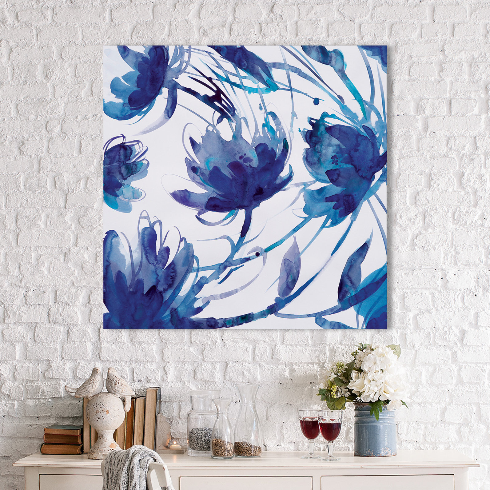 Latitude Run® 'Indigo Swirl II' Painting Print on Wrapped Canvas | Wayfair