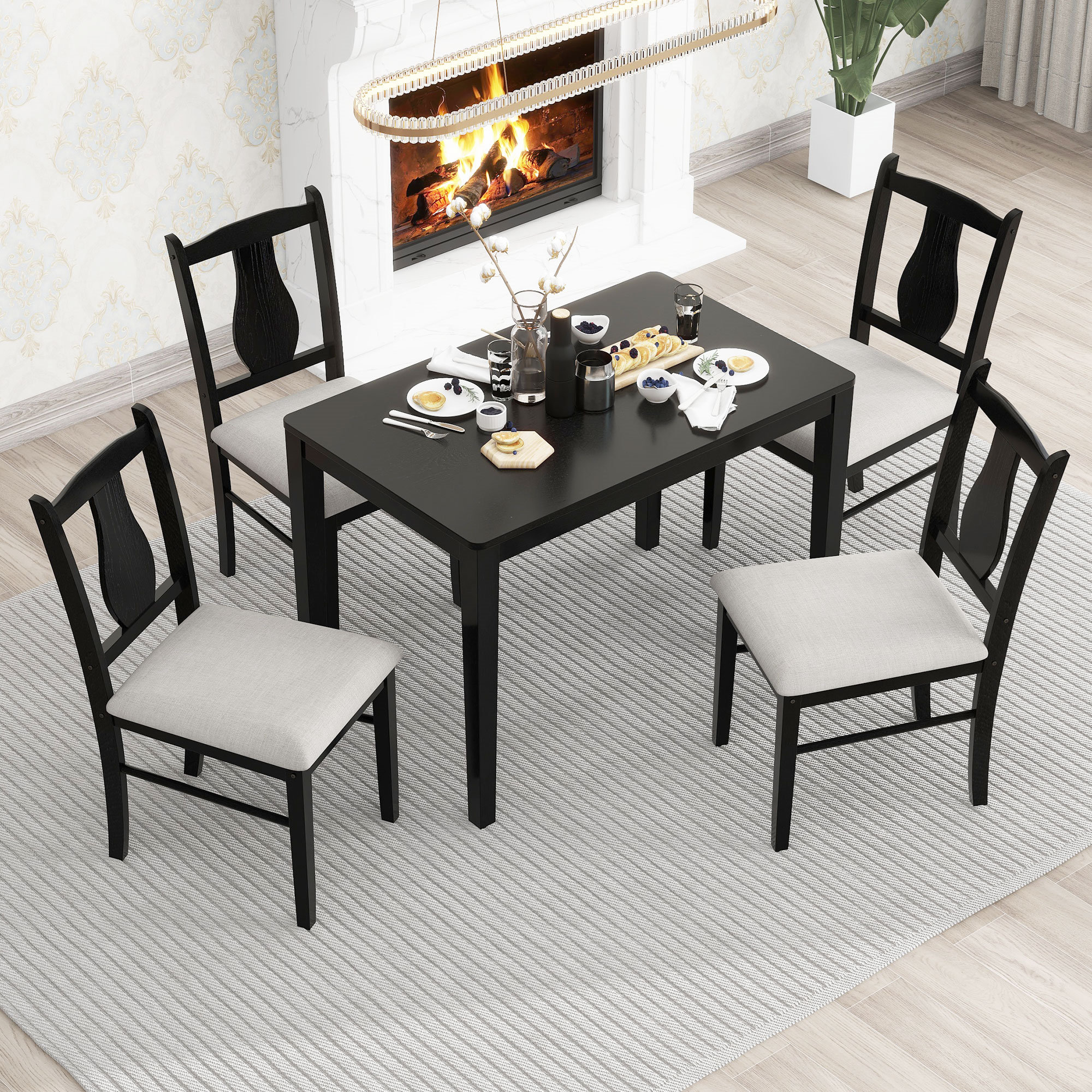 Red Barrel Studio® 5-Piece Rectangular Dining Table Set With 4 ...