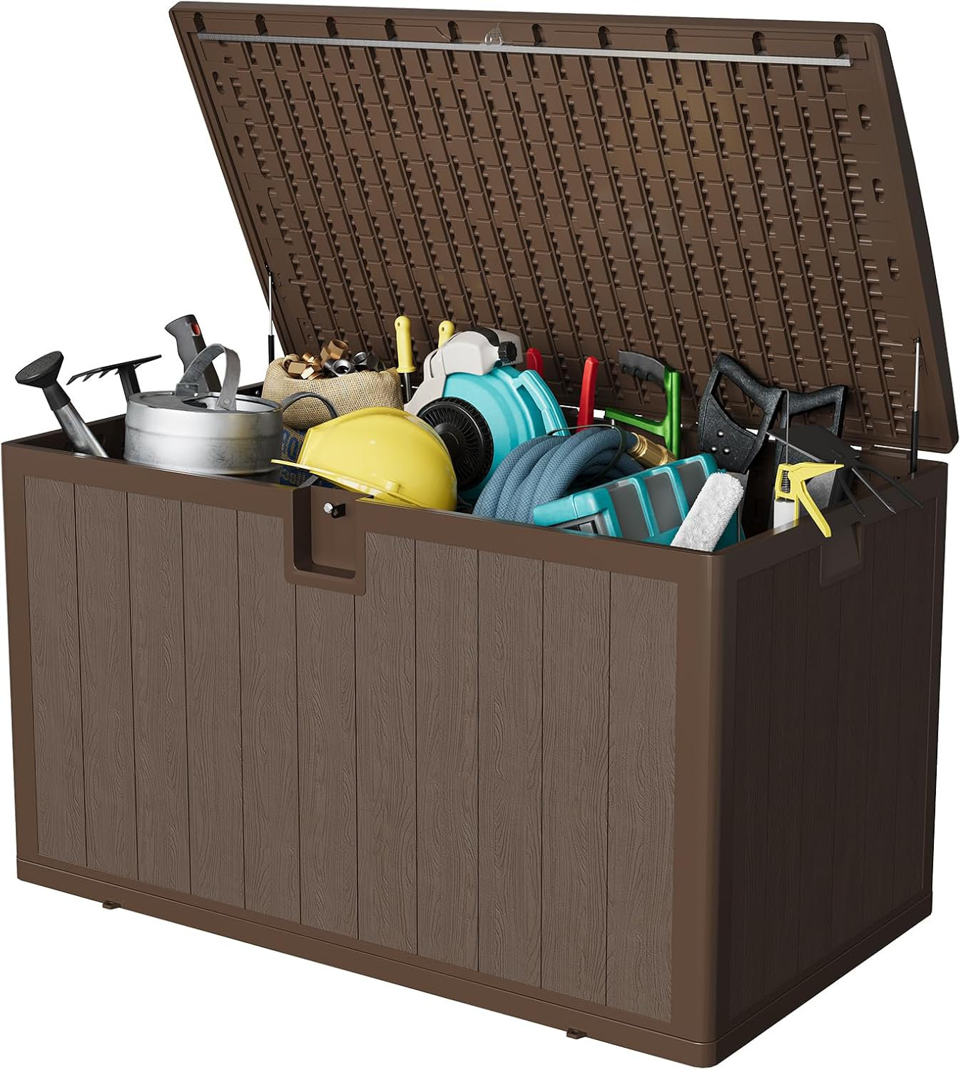 IDEALHOUSE 130 Gal Resin Deck Box, Waterproof Lockable Outdoor Storage ...