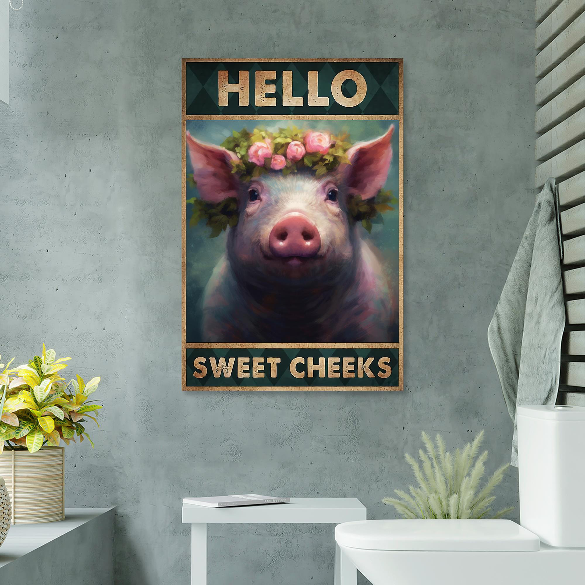 Trinx Pig Hello Sweet Cheeks On Canvas Graphic Art | Wayfair
