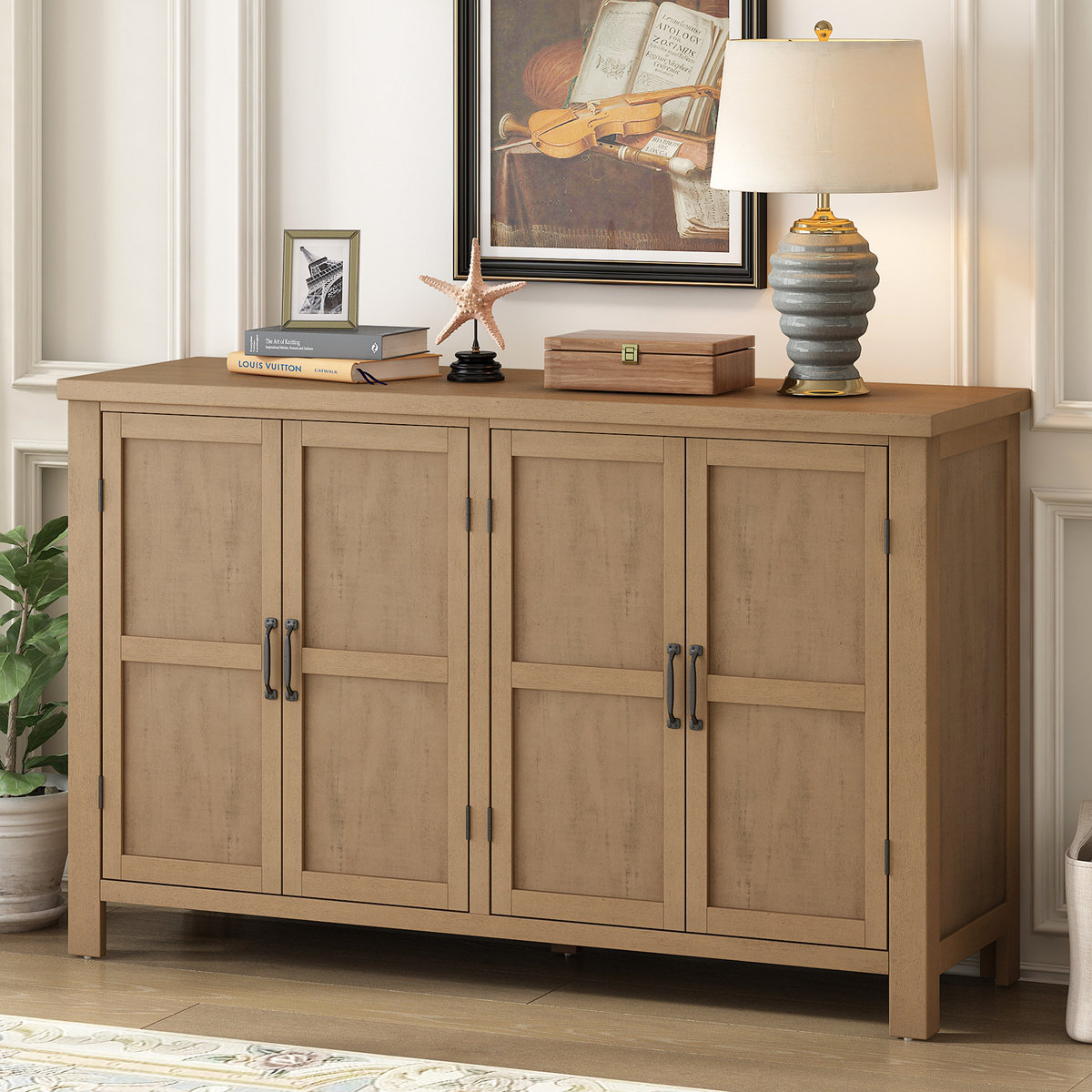 Red Barrel Studio® 4-Door Storage Sideboard With Adjustable Shelves And ...