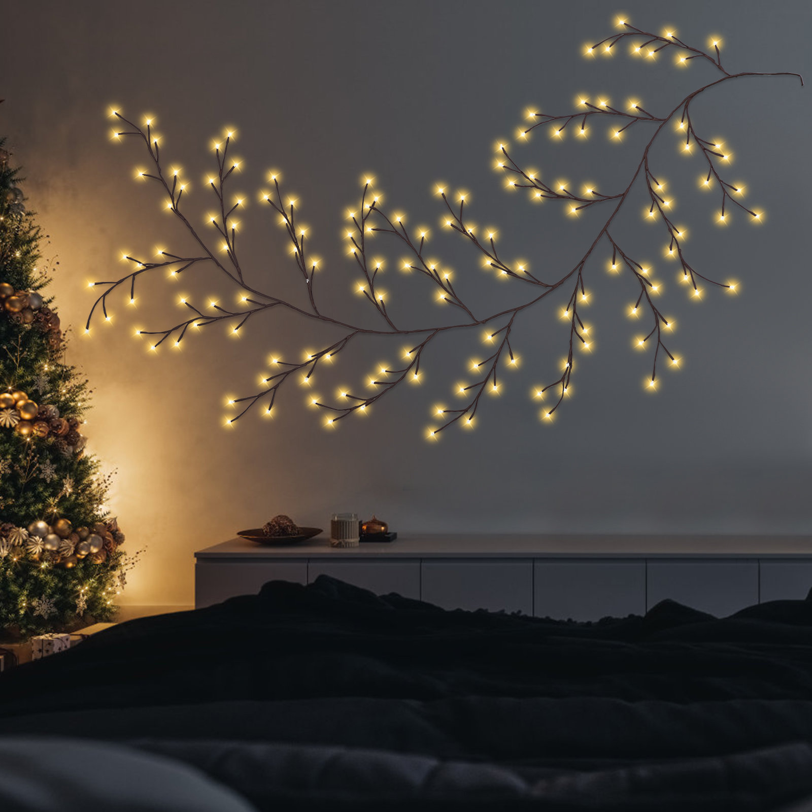 The Holiday Aisle® 7.55Ft.LED Light Artificial Tree Branches Light Vine ...