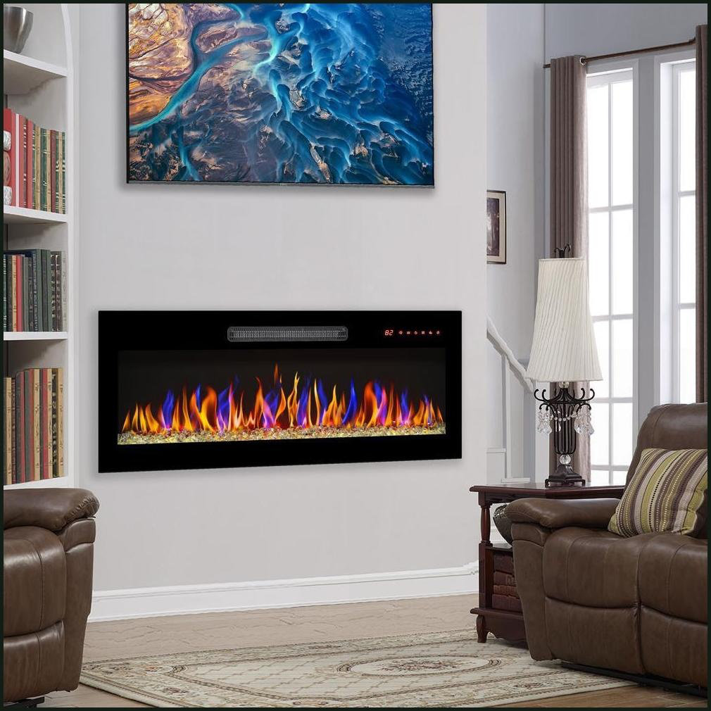 Symple Stuff Electric Fireplace Ultra Thin Recessed Wall Mounted with ...