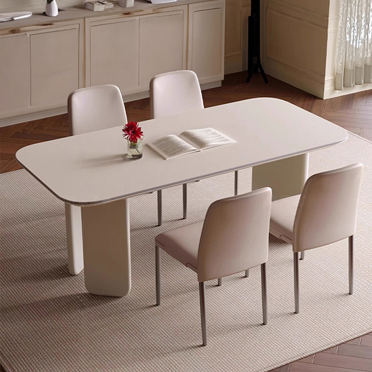 Greyleigh French Small Apartment Modern Simple Dining Table Rectangular 55.11'' L x 31.49'' W ...