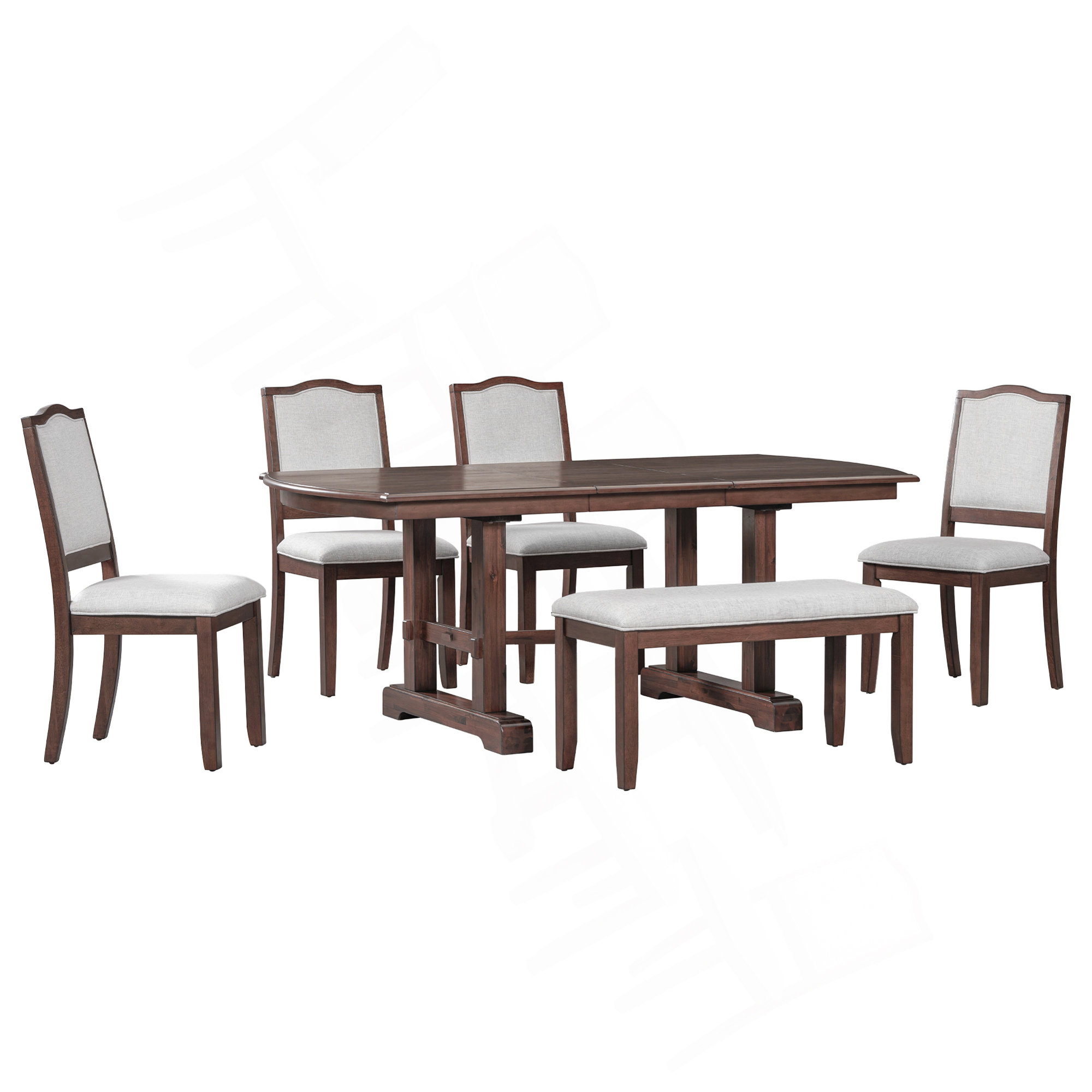 Wentygam 6-Piece Dining Table Set, 60Inch To 78Inch Extendable Wood ...