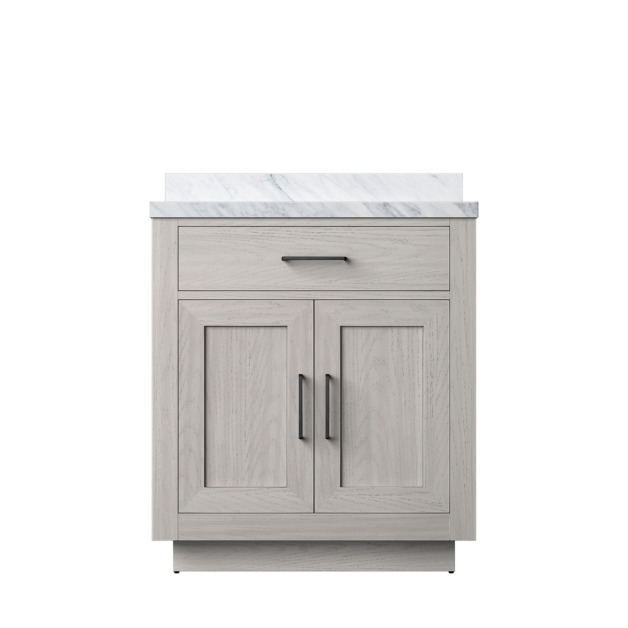 Ophelia & Co. White Oak Single Bath Vanity 30 In. W X 22 D, With Marble Surface Top, Robust ...