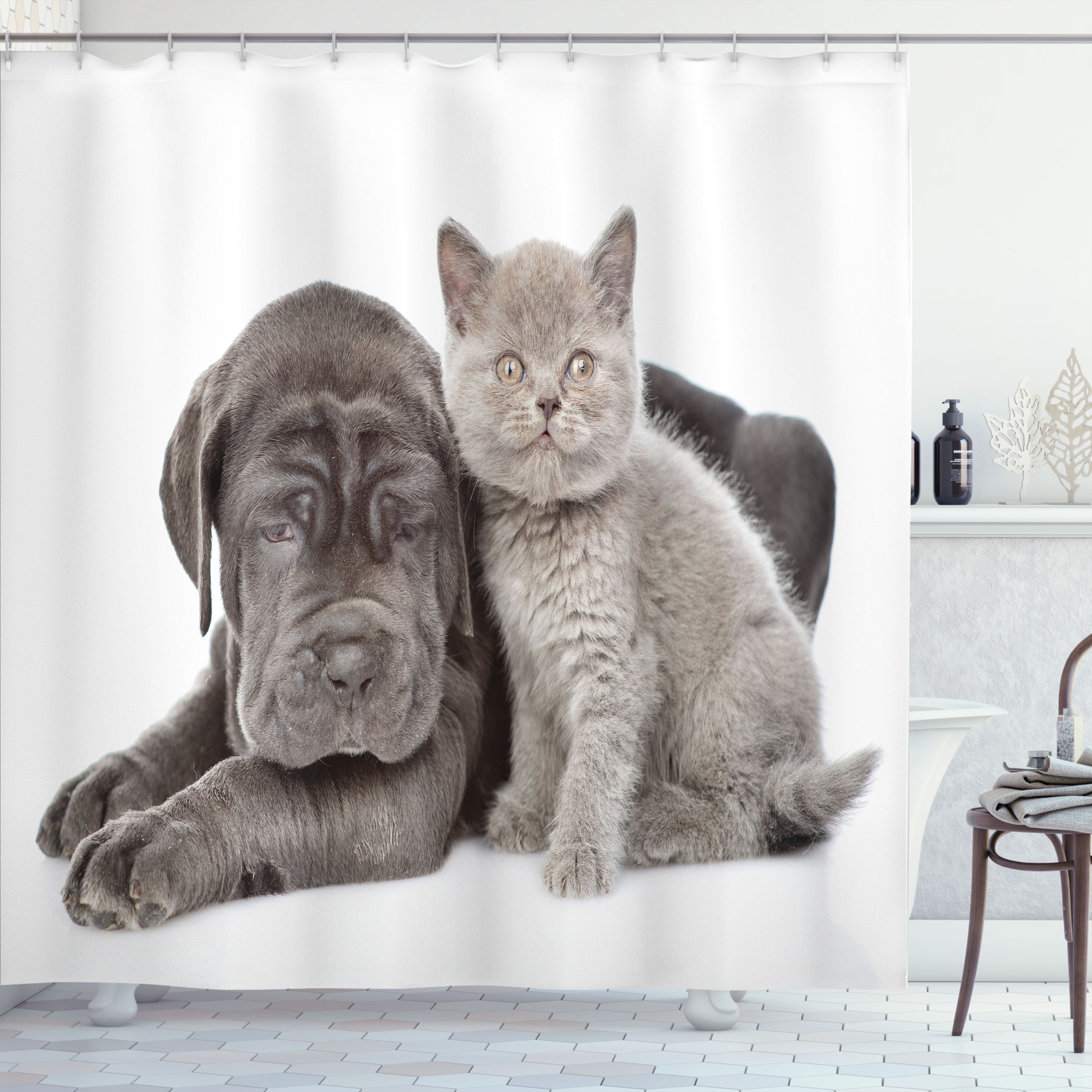 East Urban Home Dog and Cat Shower Curtain Lazy Neapolitan Mastiff Dark ...