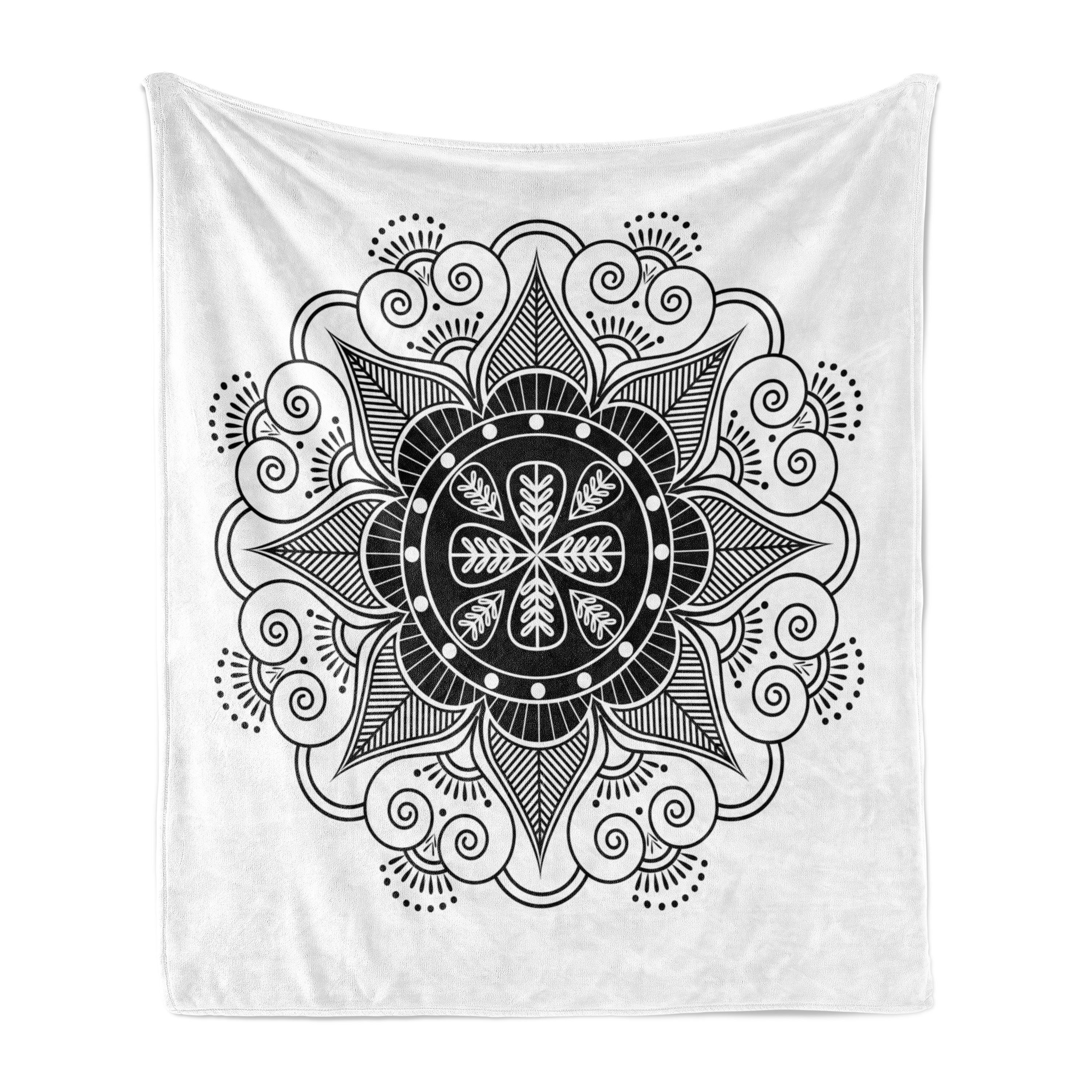 Ambesonne Tattoo Fleece Throw Blanket Mandala Floral Folk Motif ...