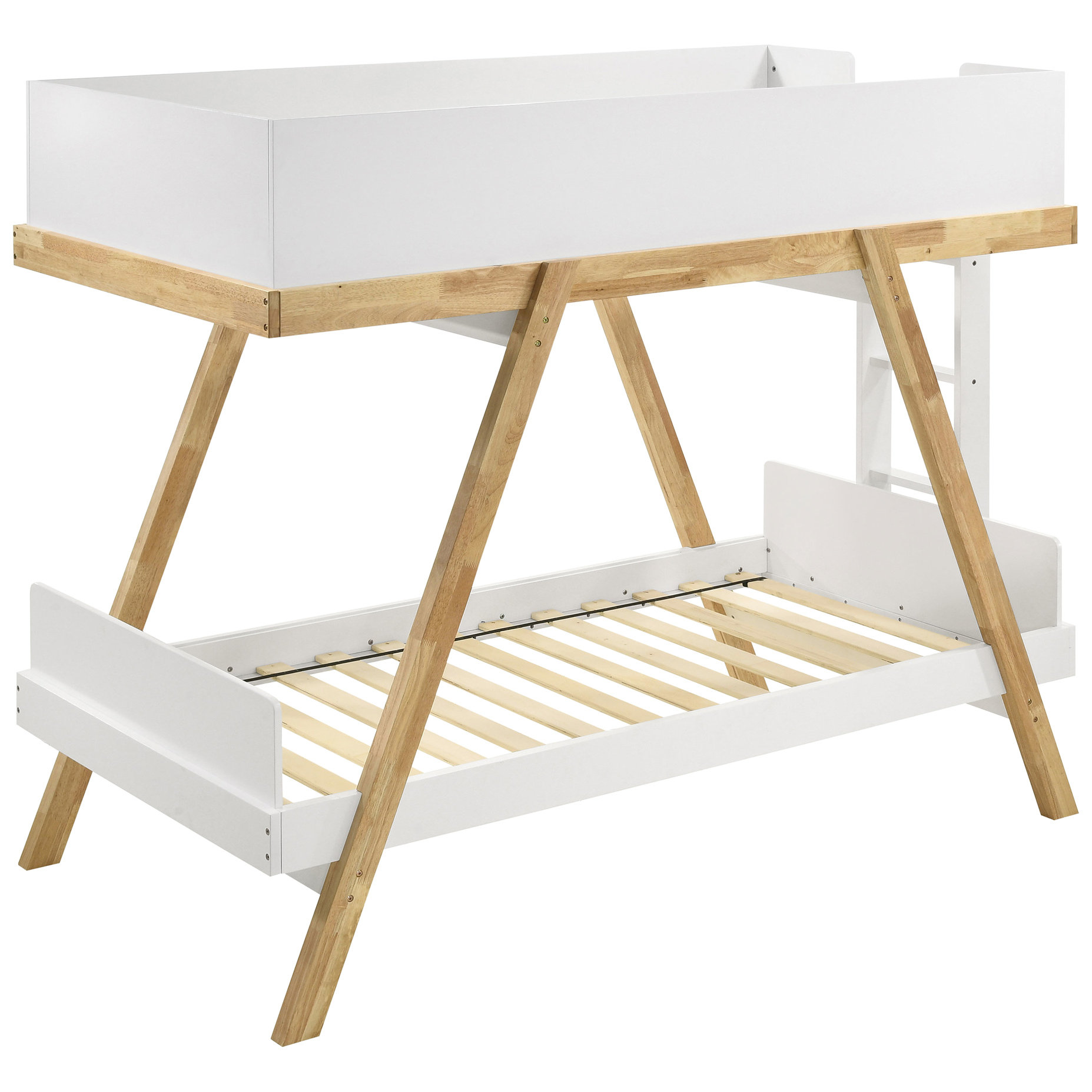 Harriet Bee White Twin Over Bunk Bed, Trestle Structure, Encircled ...