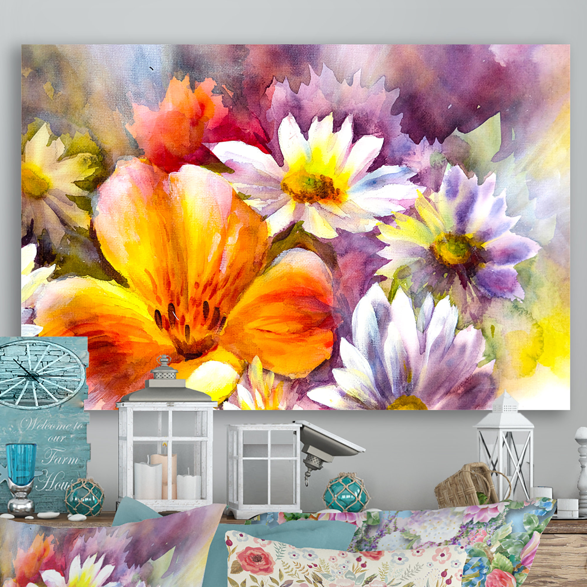 Winston Porter Bright Bouquet Of Spring Flowers IV - Floater Frame ...