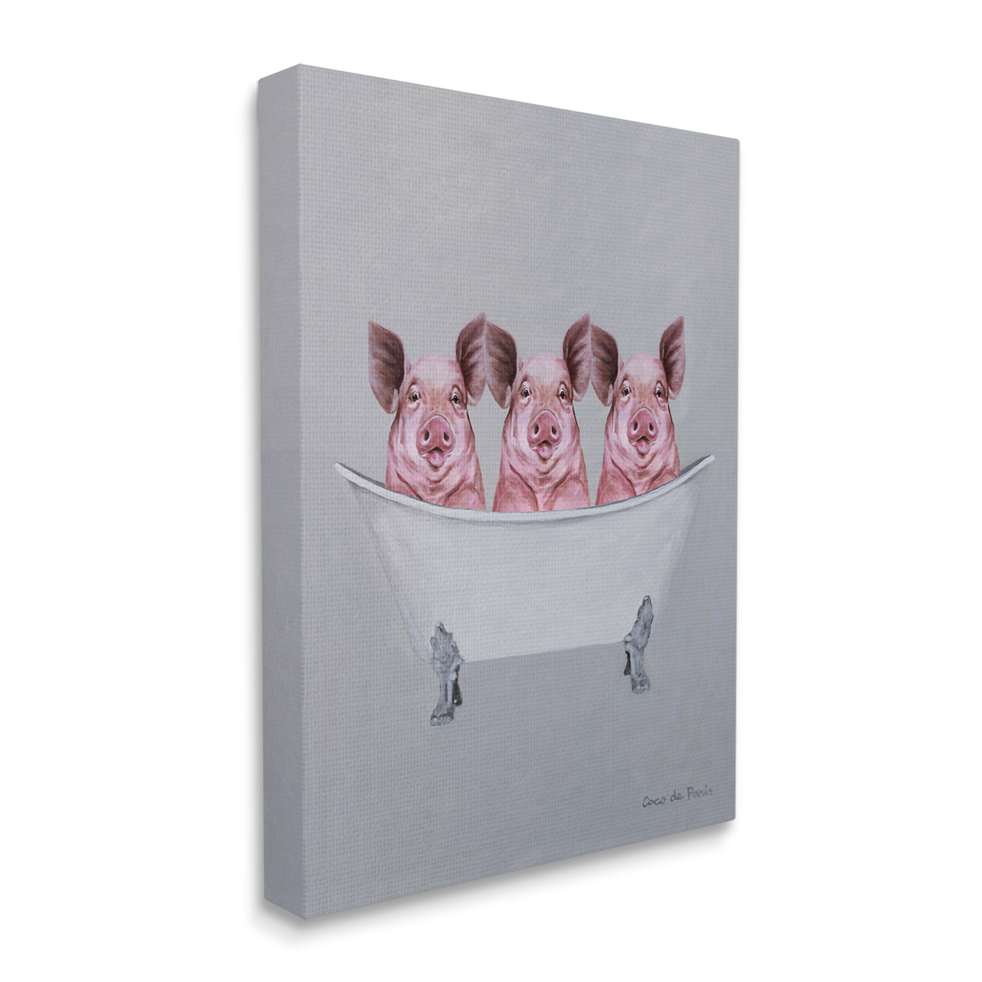 Stupell Industries Three Pink Pigs In Tub Adorable Bathroom - Wayfair ...