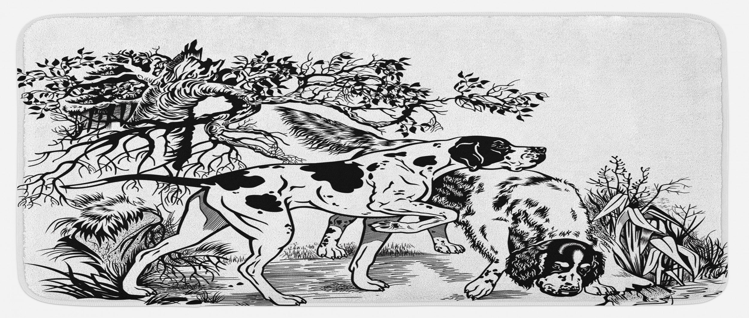East Urban Home Hunting Dogs In The Forest Monochrome Drawing English ...