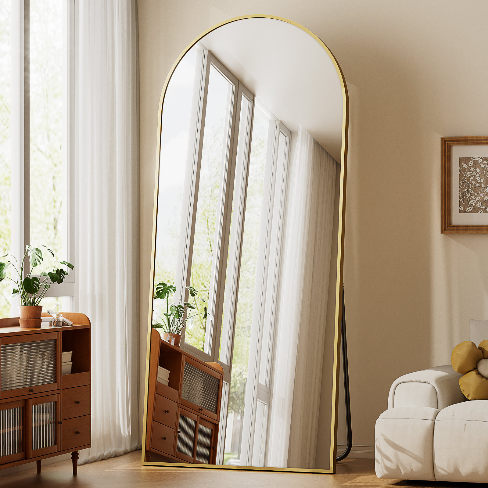 Latitude Run® Oversized Full Length Mirro Arch Body Dressing Floor ...