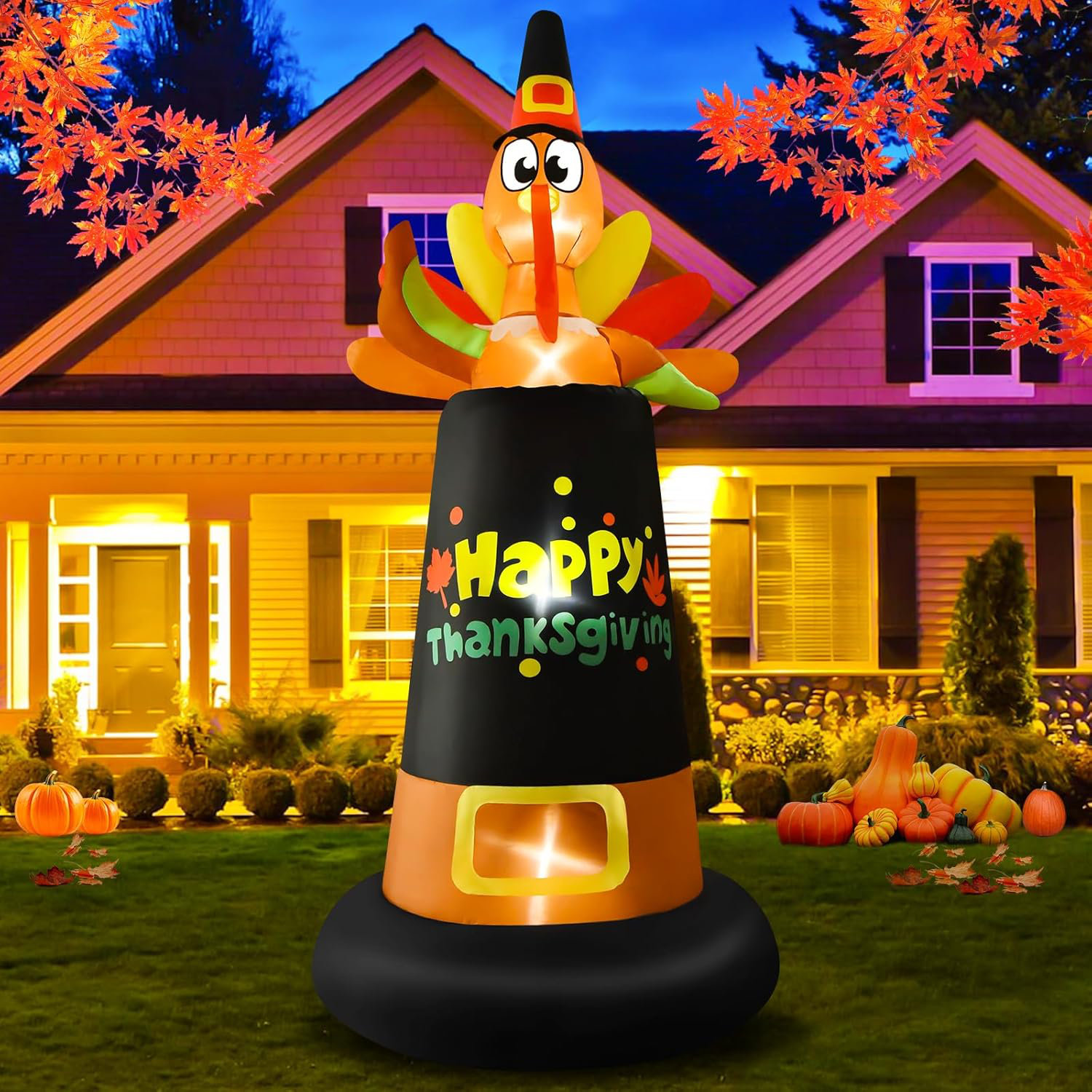 The Holiday Aisle® 8FT Thanksgiving Inflatable Turkey With Bright LED ...