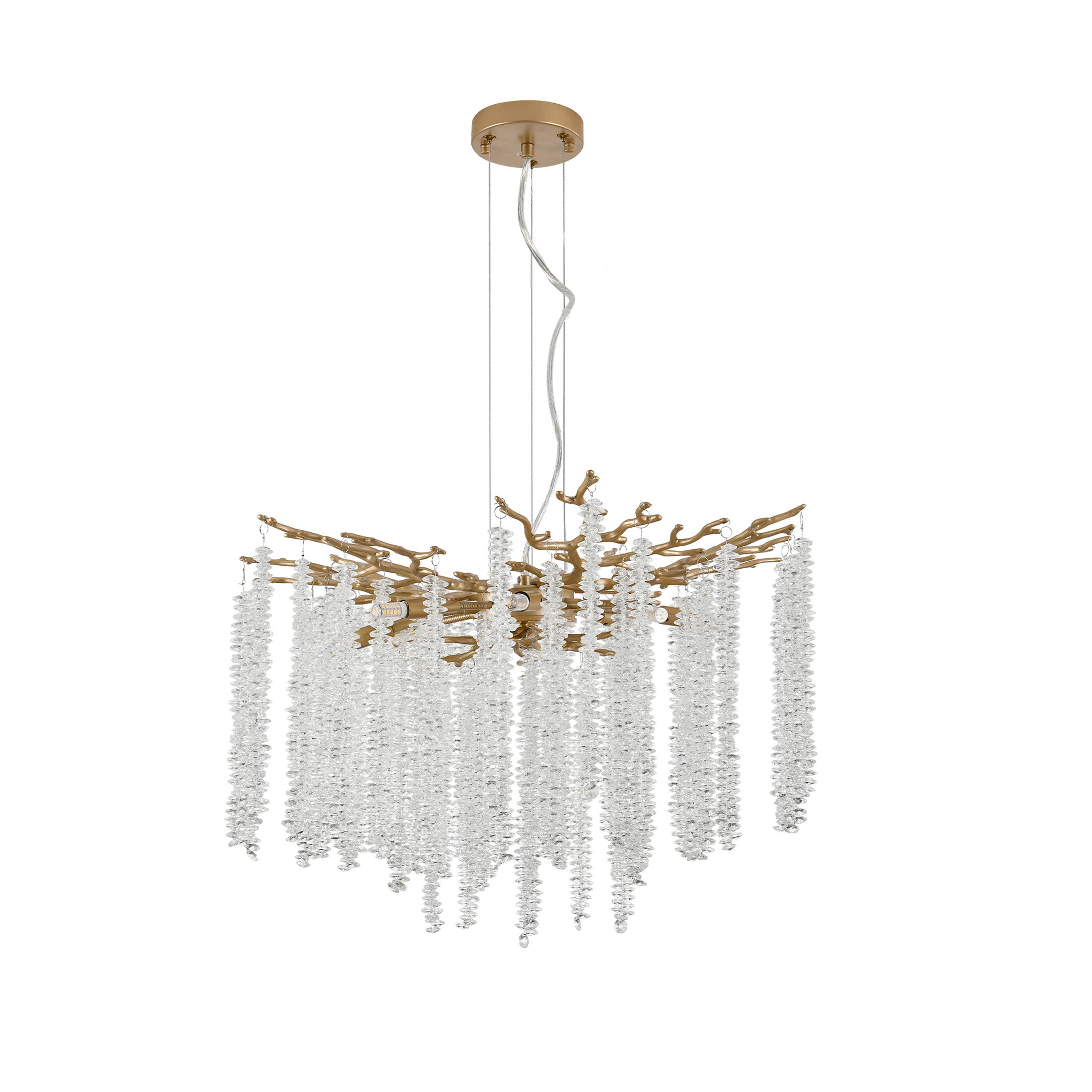 Mercer41 24-Inch Modern Golden Pendant Light With Cascading Crystal ...