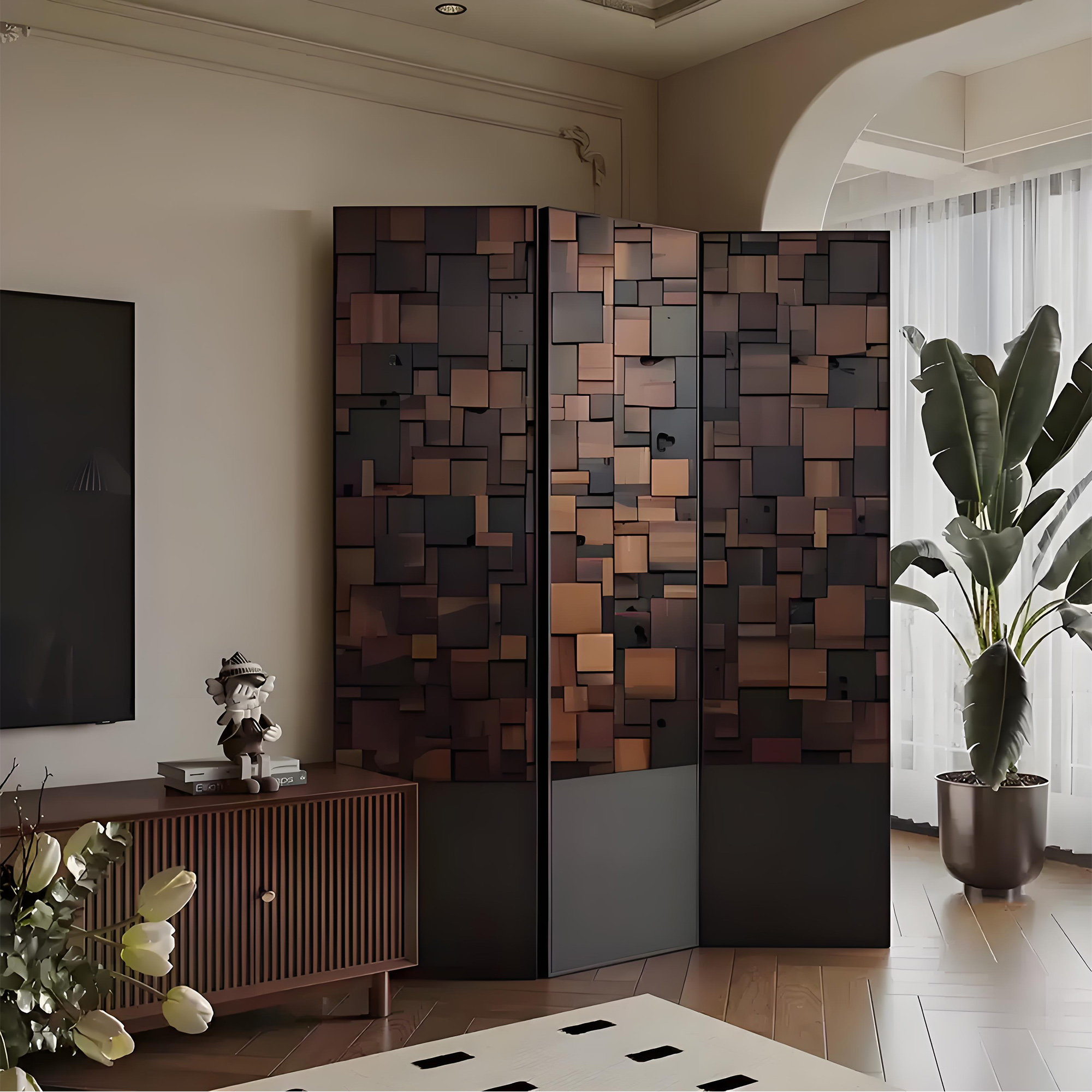 Hokku Designs Vintage Block Folding Screen | Wayfair