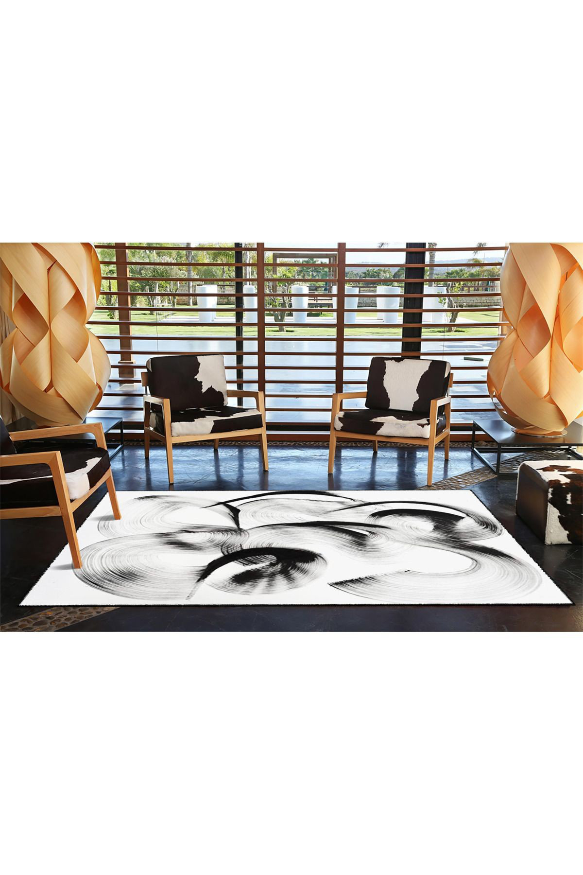 Hokku Designs Washable Smoke Brushstroke Modern Decorative Area Rug ...