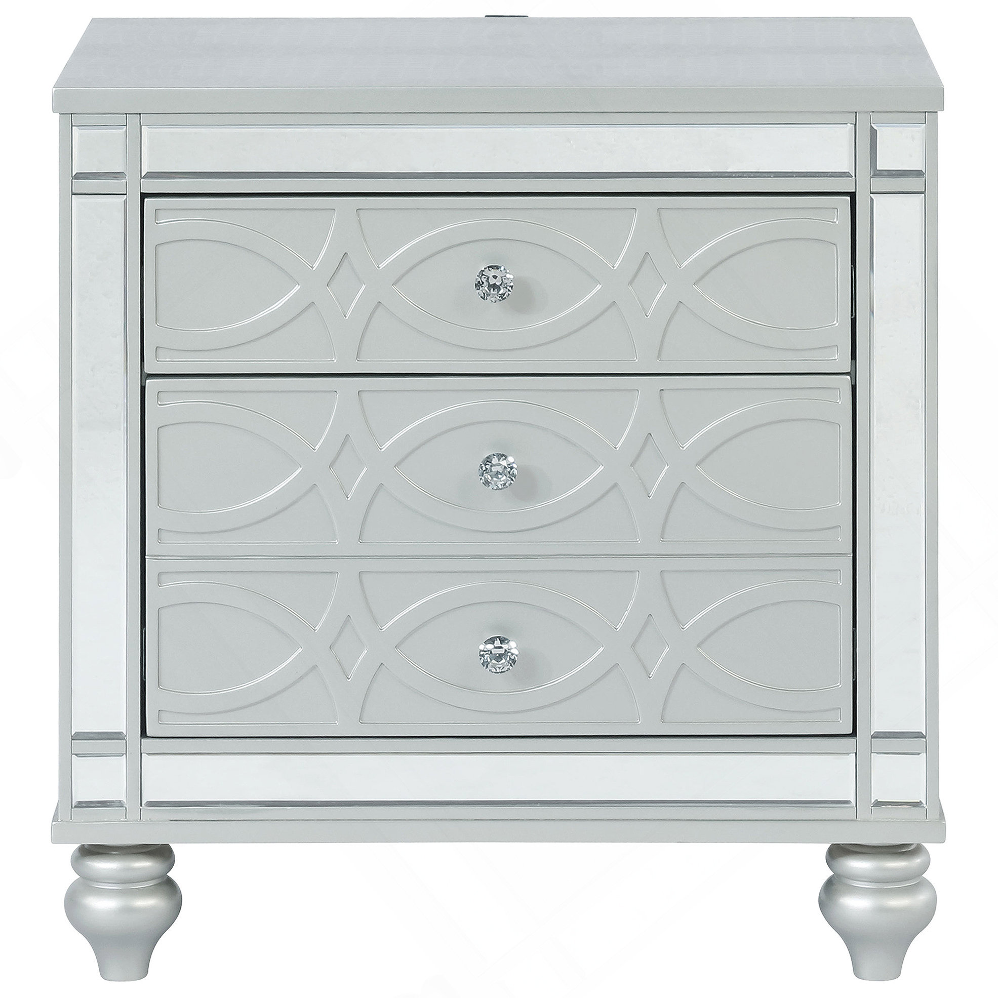 Everly Quinn Silver Metallic 2-drawer Nightstand | Wayfair