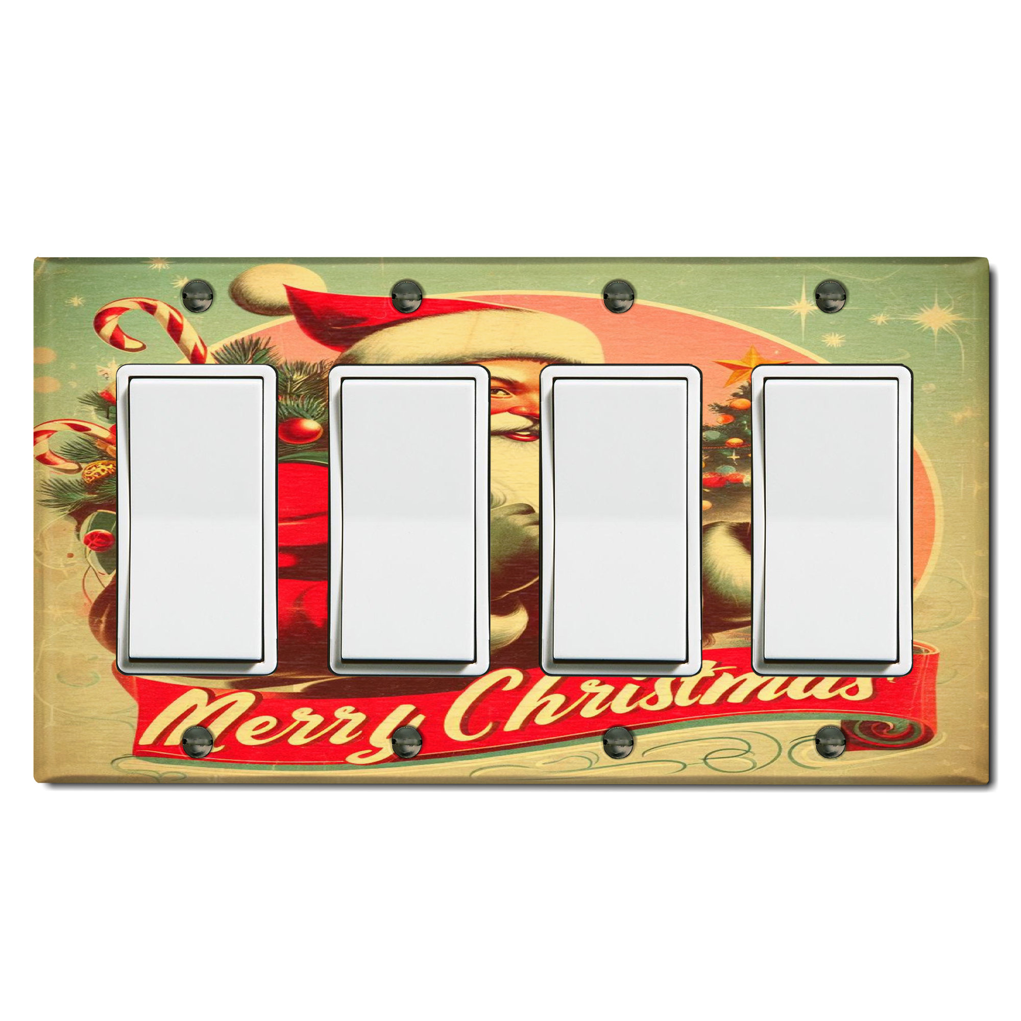 WorldAcc Merry Christmas Santa Claus Nature Themed 4 - Gang Toggle ...