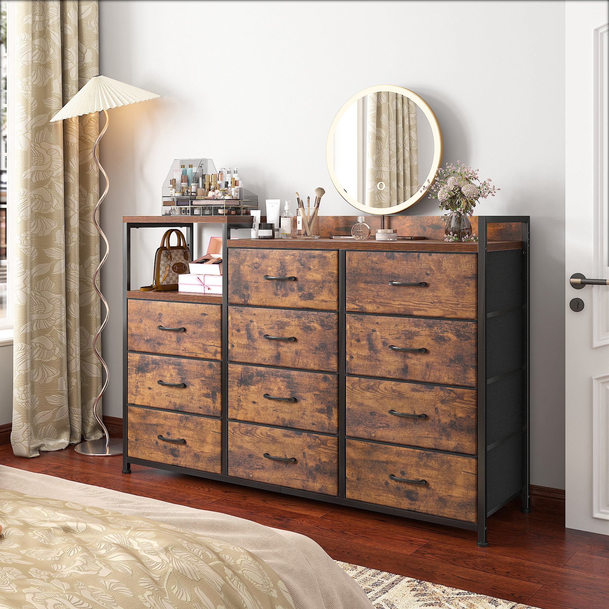 Ebern Designs Salara 49.6"W Dresser for Bedroom, 11 Drawer Dresser with ...