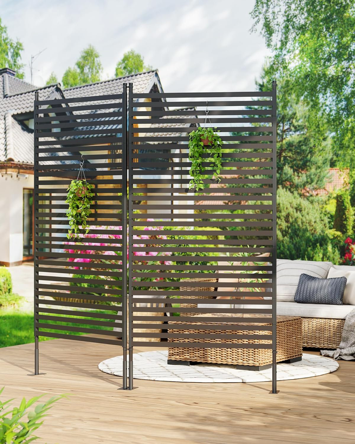 gaomon Metal Privacy Screen Outdoor Privacy Screen Freestanding, PE ...