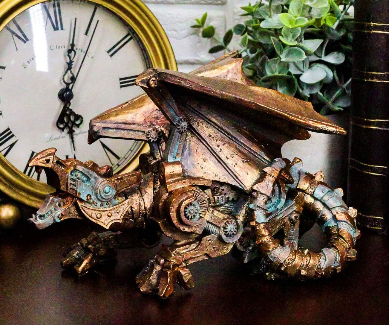 Trinx Ebros Roaring Steampunk Copper Painted Robotic Cyborg Winged ...