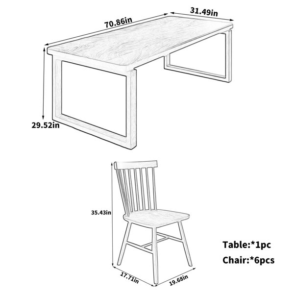 Greyleigh Simple Modern Home Dining Table Rectangular 70.86'' L x 31.49 ...