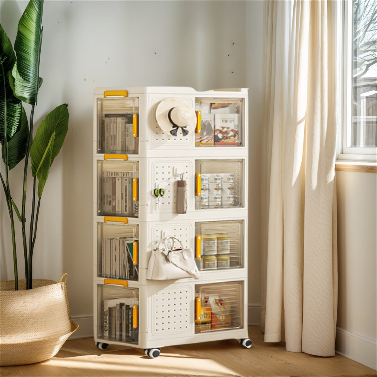 Rockpapa Furniture 4-Tier Rolling Bookcase With Wheels - Large Mobile ...