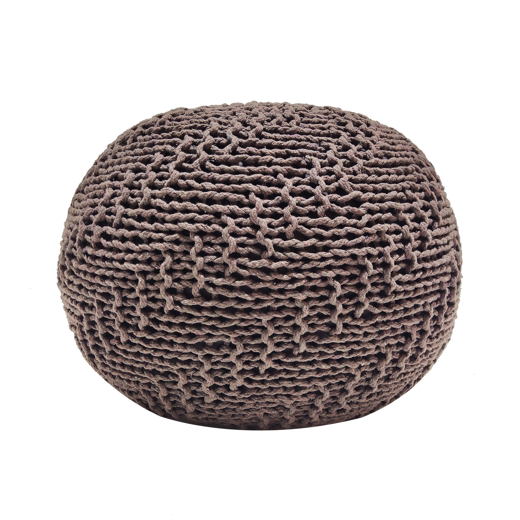 Latitude Run® 20 Wide Deep 14 High Pouf, Brown, Knit Weave, Modern Home ...