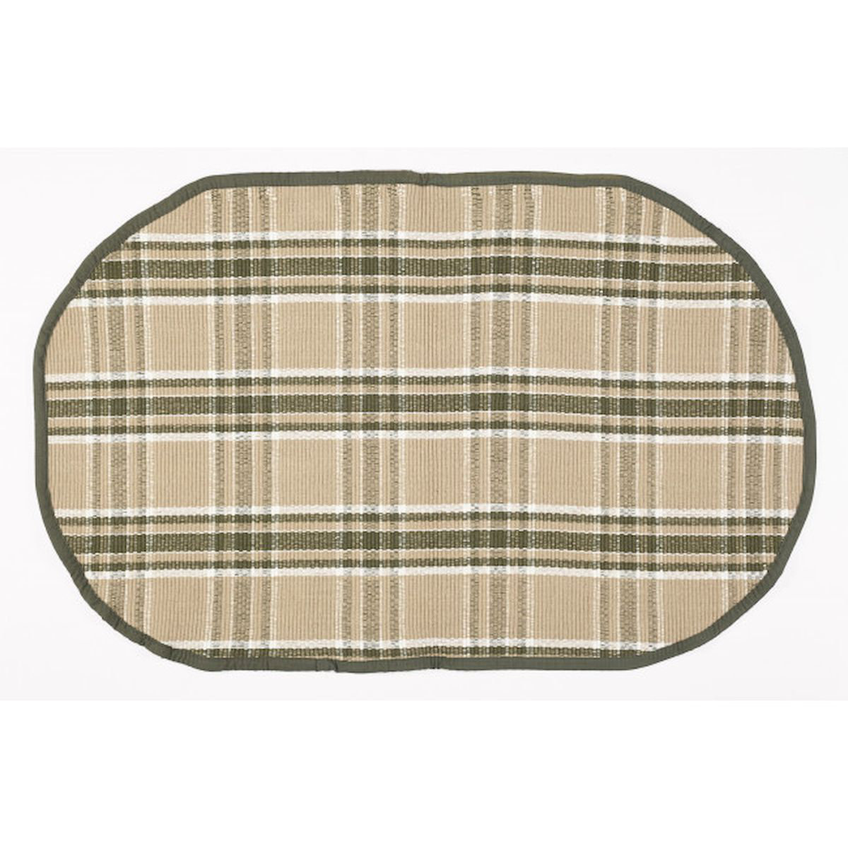 Gracie Oaks Tulsi Brown Checked Oval Floor Mat | Wayfair