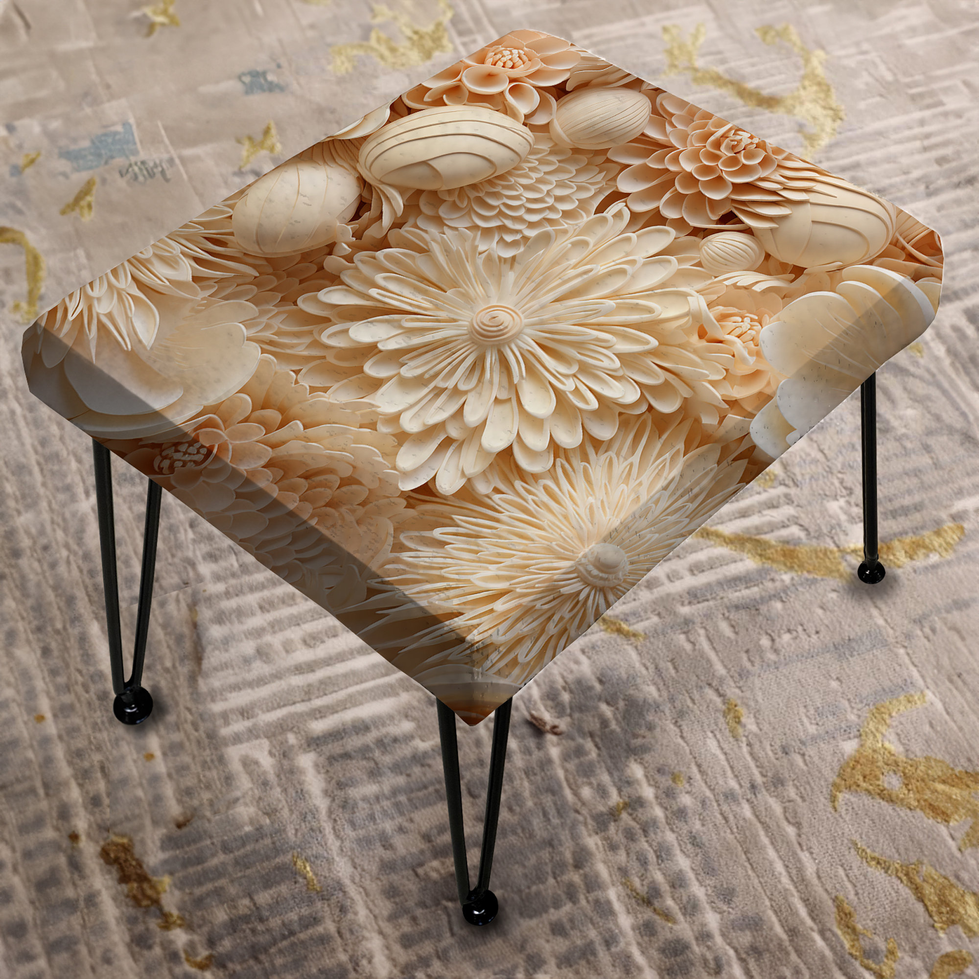 Design Art Seashell Lace Tropical Pattern - Tropical Rectangle Ottoman ...