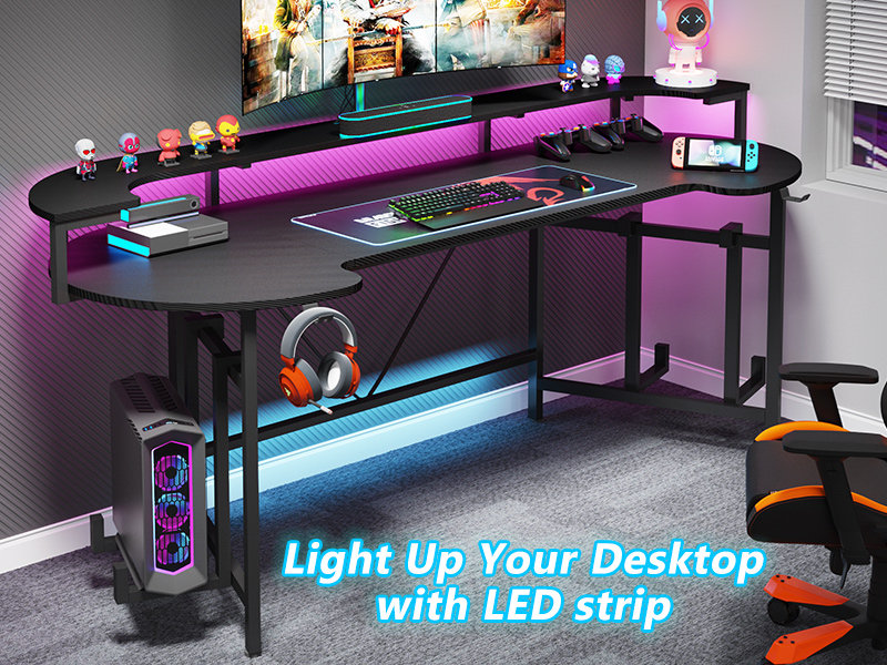Inbox Zero Kussai Adjustable Curved Metal Base Computer Desk & Reviews ...