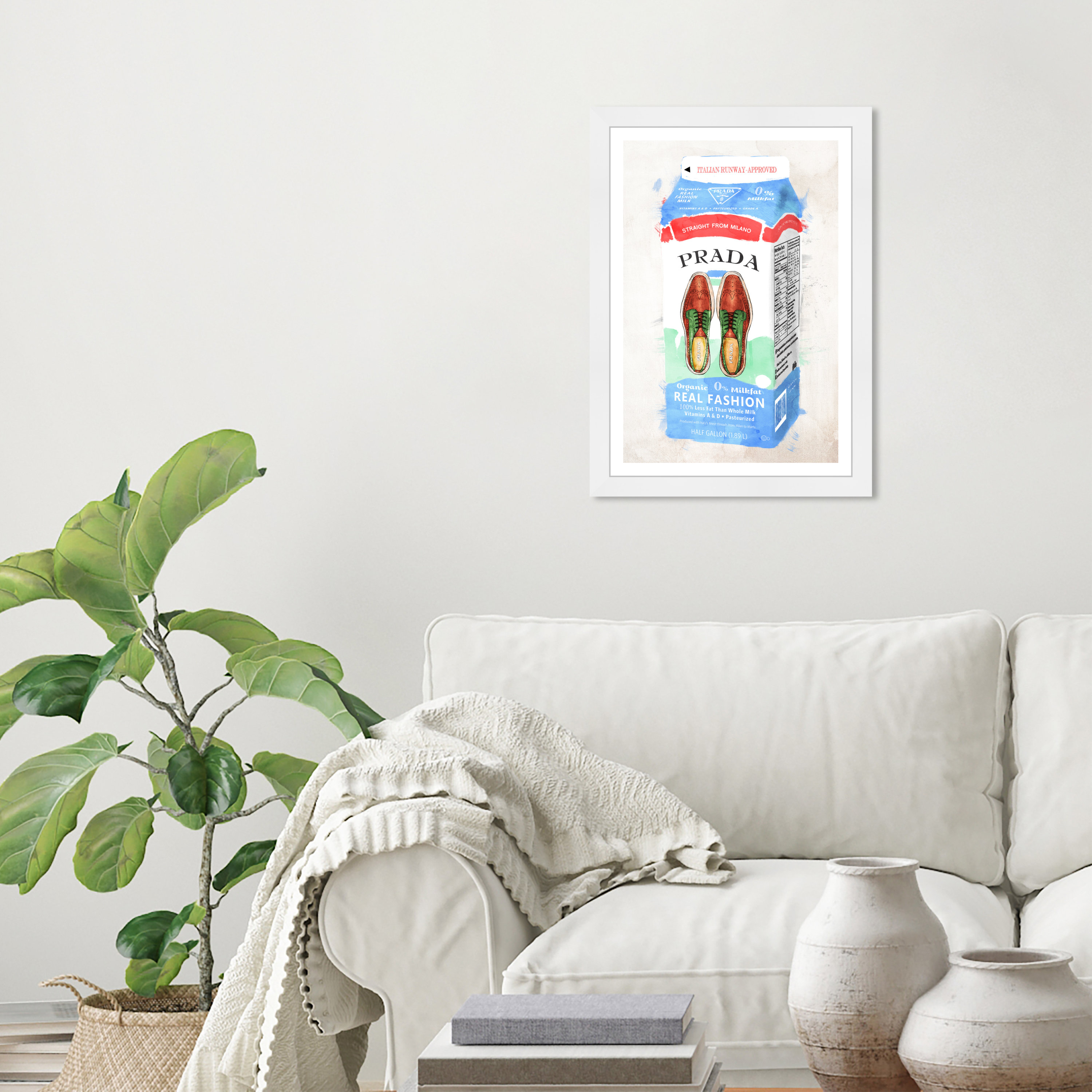 Trinx Drinks and Spirits Milano Milk Modern White Paper Wall Art Print ...