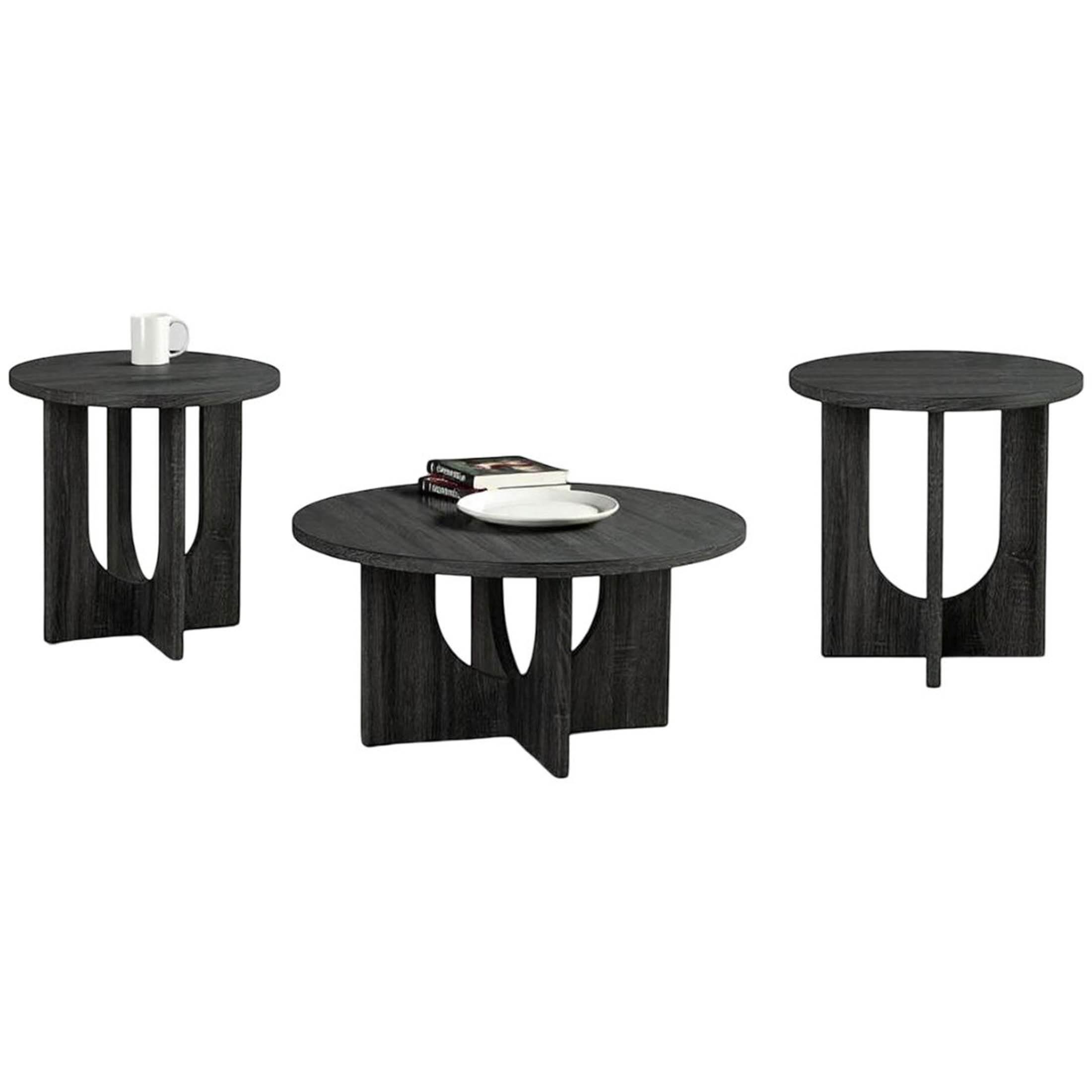 Latitude Run® Contemporary Style 3Pc Table Set With Round Coffee And ...