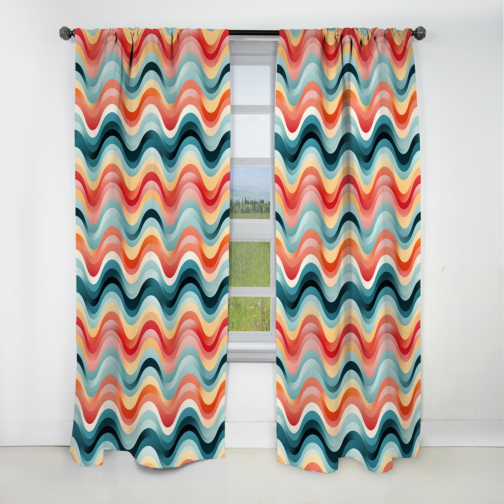 Design Art Colorful Geometric Whirls Chevron Pattern - Chevron Curtain ...