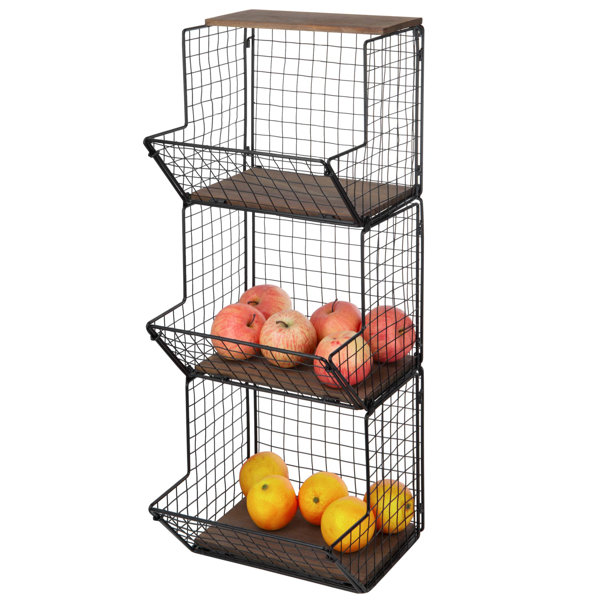 17 Stories 3 Tier Wall Mounted Metal Wire Shelving Rack | Wayfair
