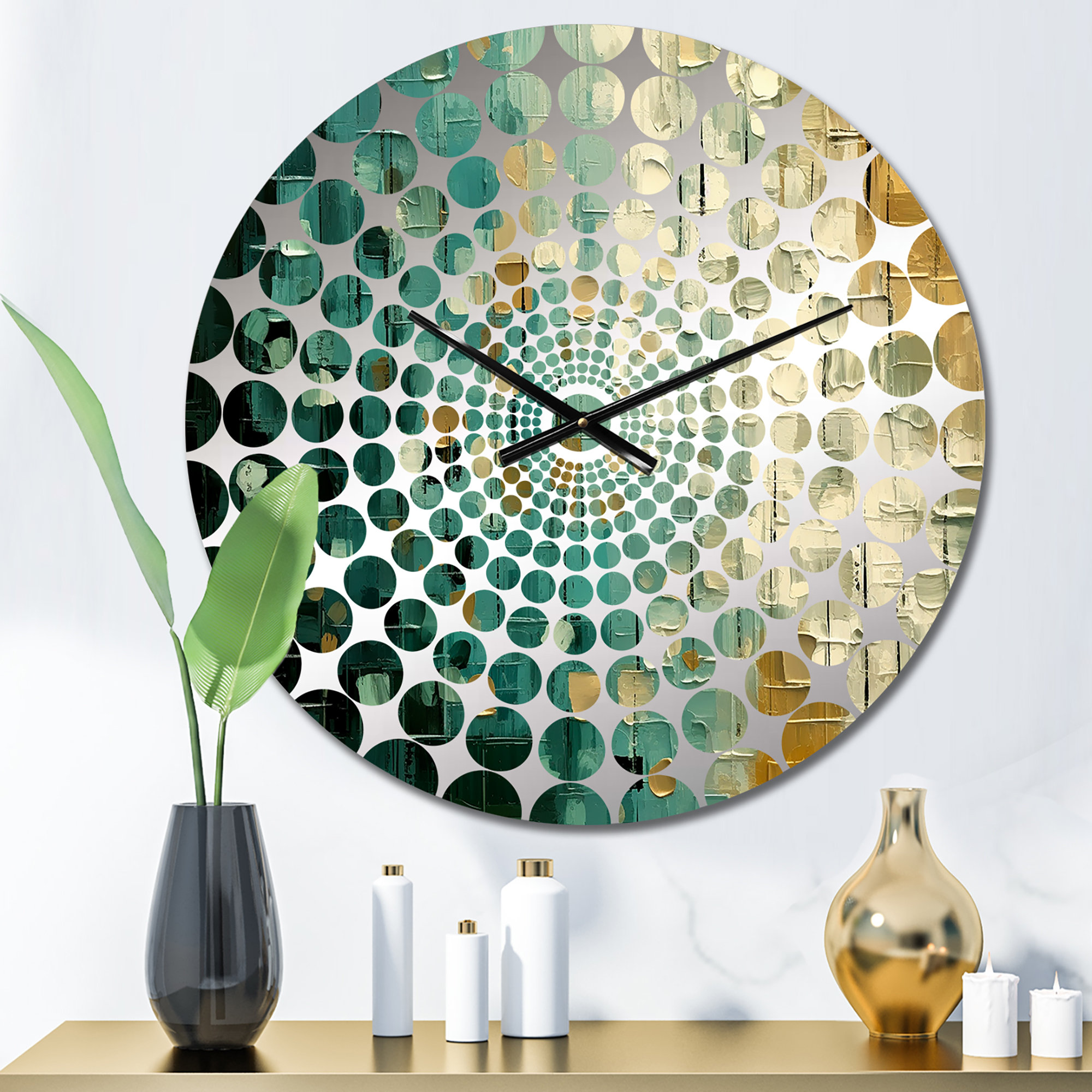 Design Art Vintage Impermanence In Retro Gold Blue Shades V - Abstract ...