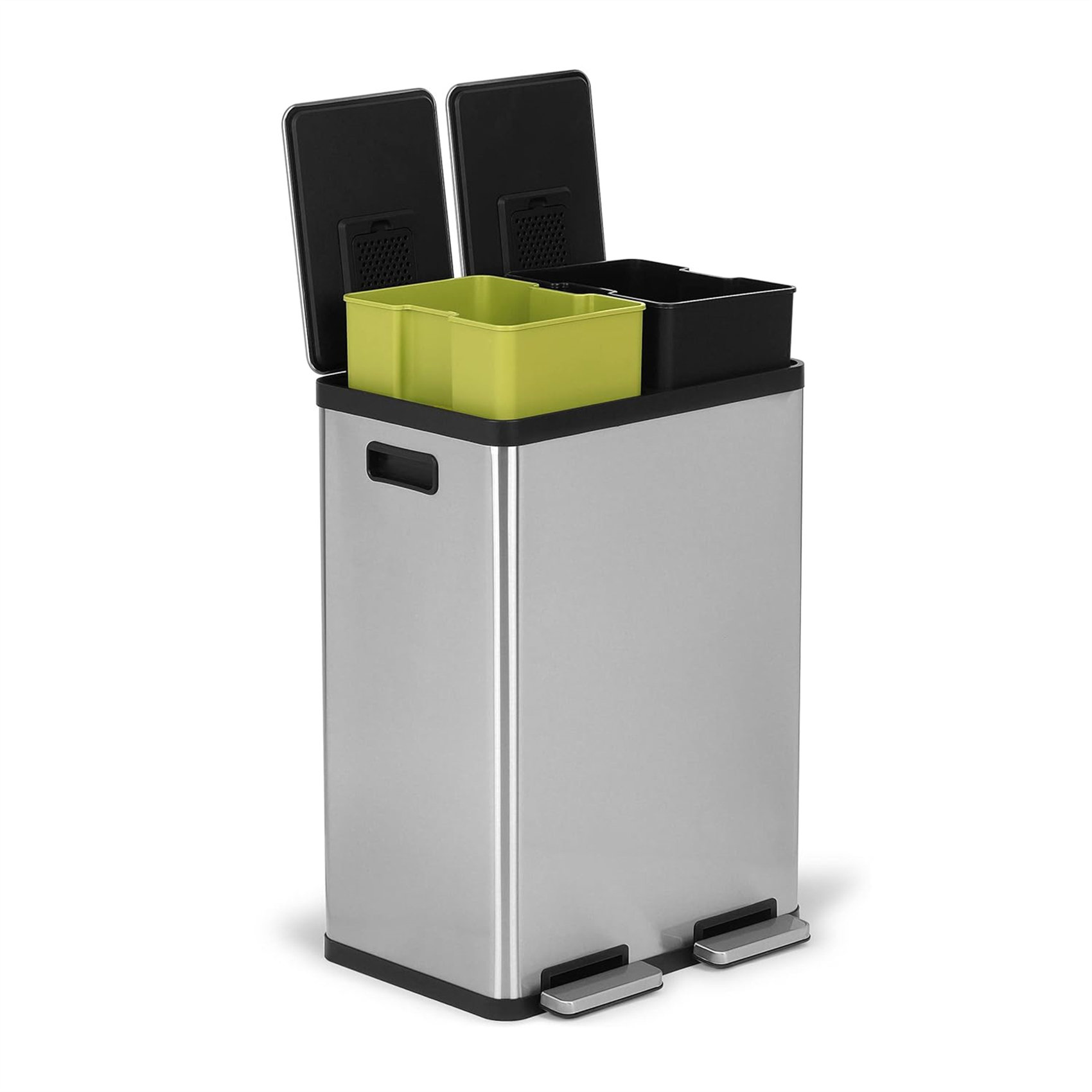 TELA 60L/16G Rectangular Trash Can, Stainless Steel Hands-Free Garbage ...