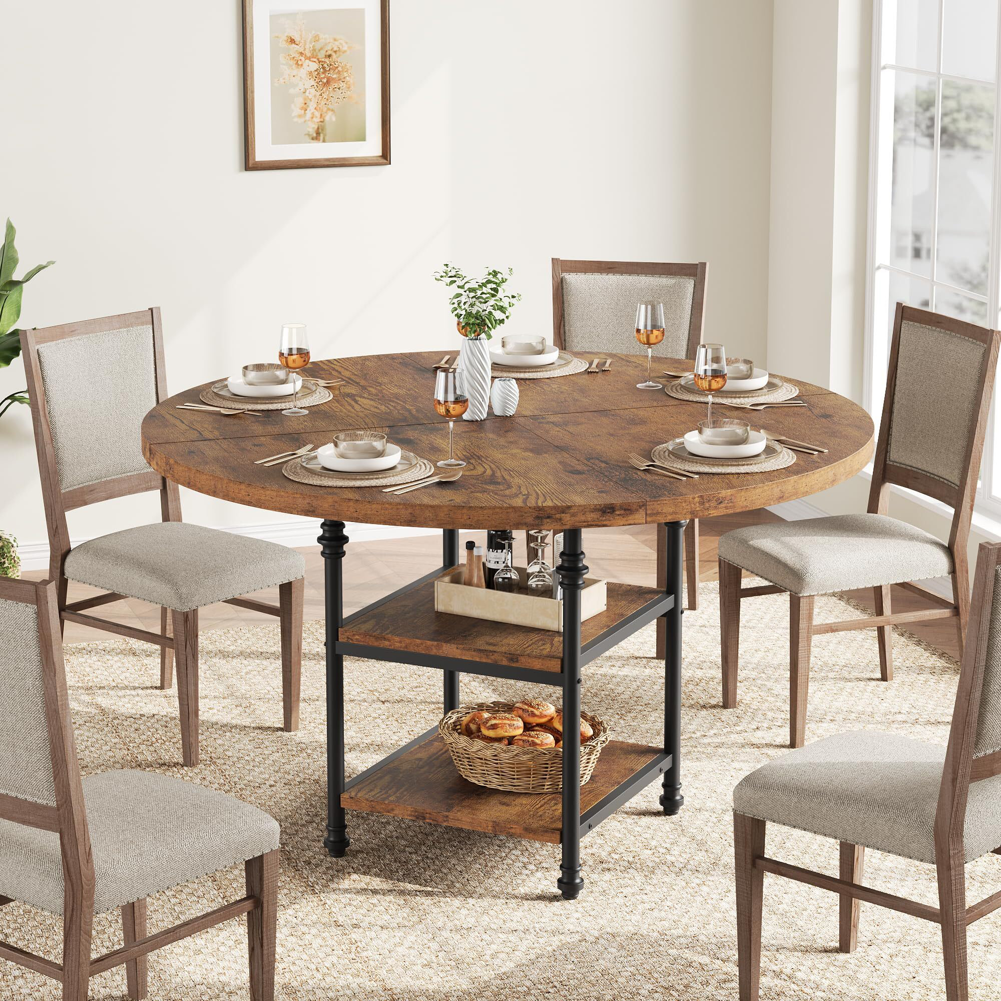 Williston Forge 47-Inch Round Dining Table For 4: Featuring A 1.59-Inch ...