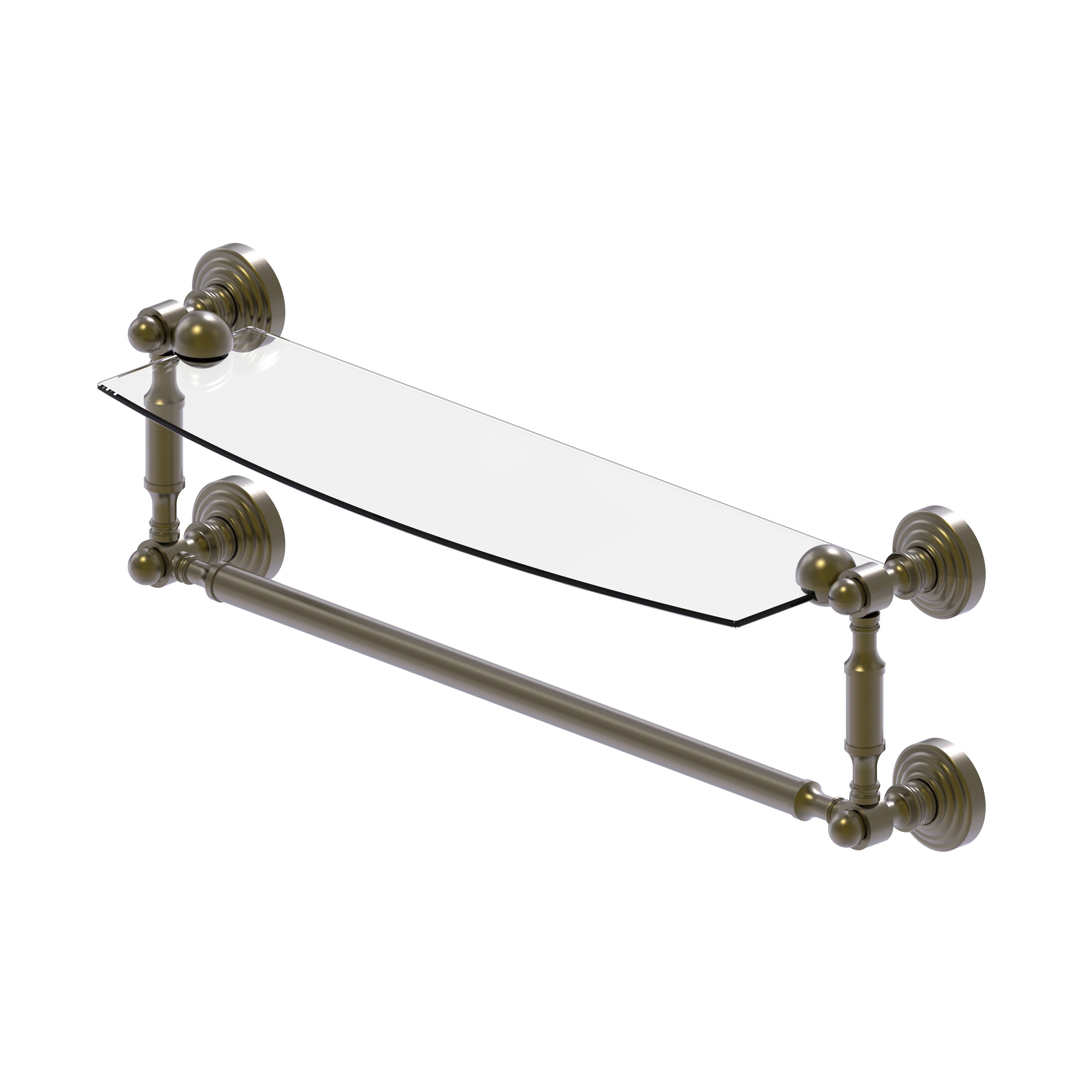 Charlton Home® Beresford Glass Metal Bracket Shelf with Towel Bar | Wayfair