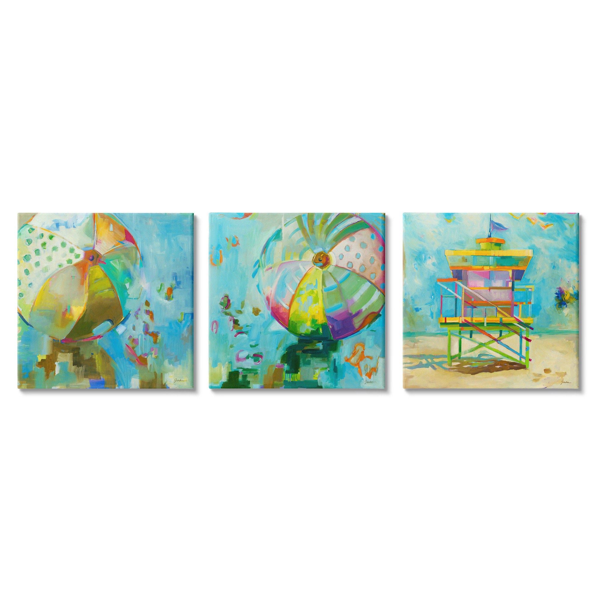 Stupell Industries " Abstract Beach Scenes Picture Frame " by Liz ...