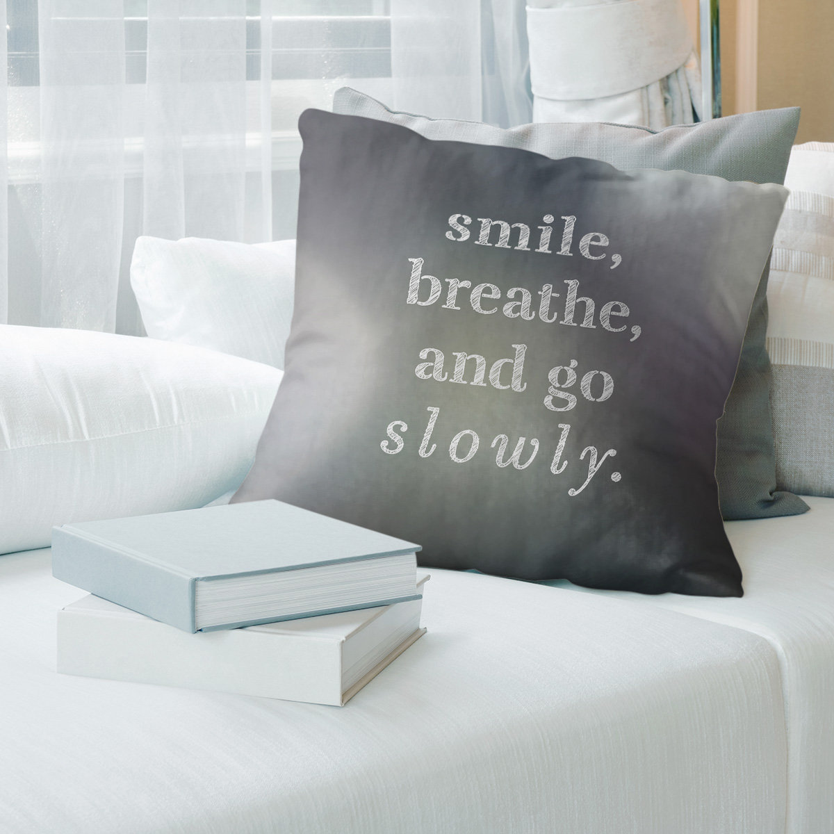 ArtVerse Multicolor Background Go Slowly Quote Pillow | Wayfair