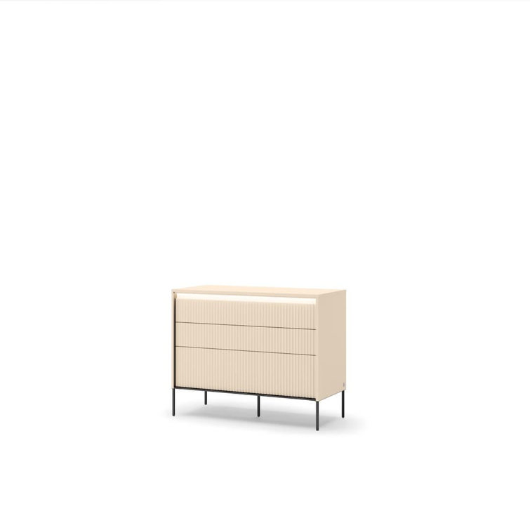 Metro Lane Delshaughn 5 Chest of Drawers 104 cm - Elegant Beige & Black ...