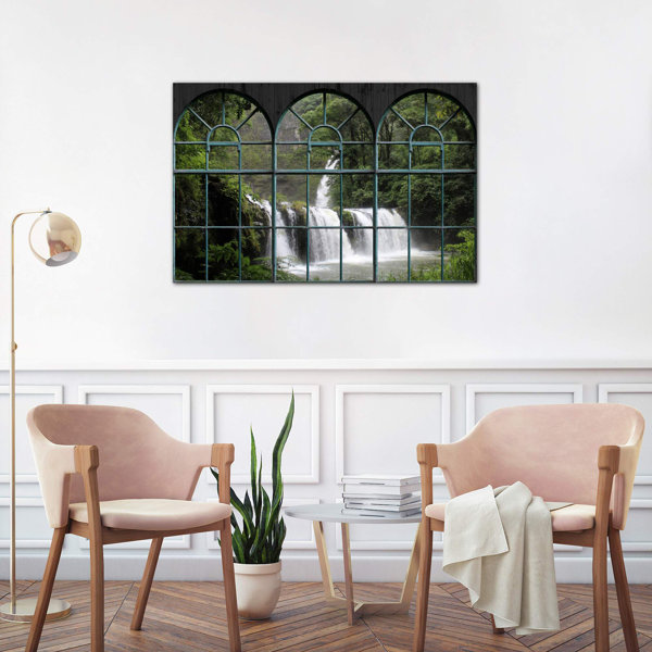 Brayden Studio Waterfall Window View by Waterfall Window View - Wrapped ...