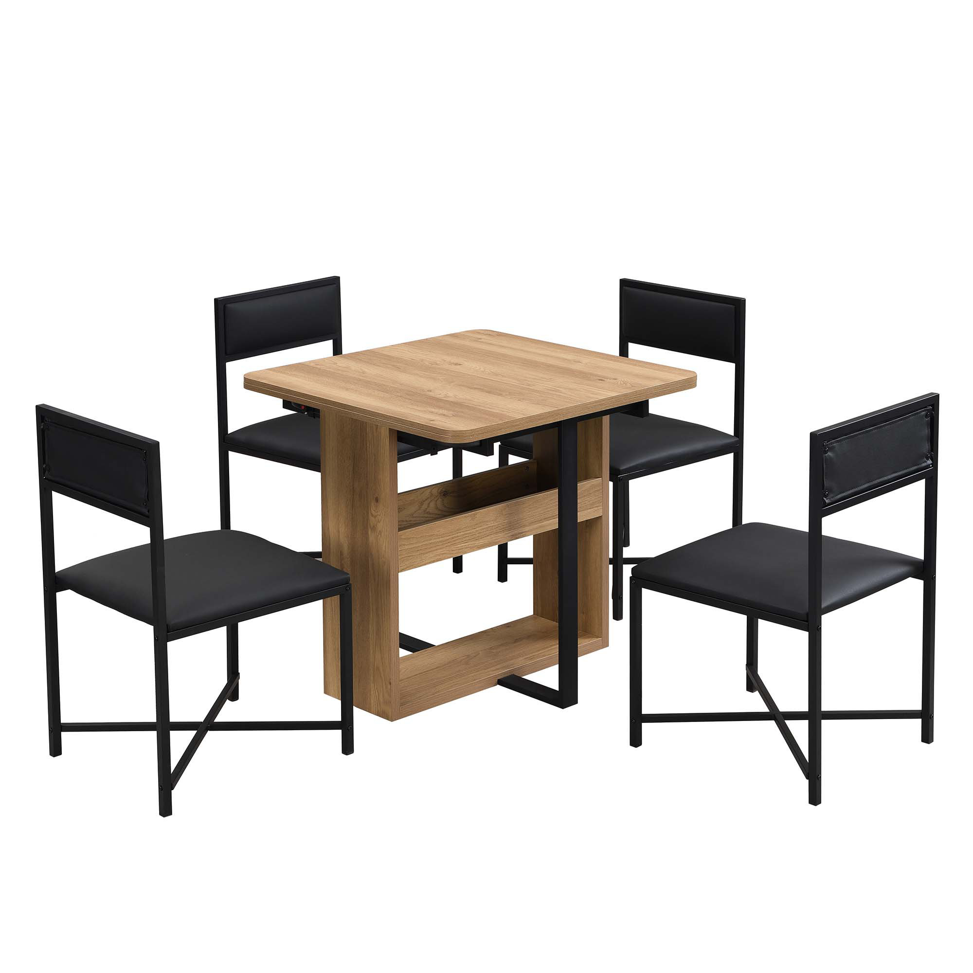 Latitude Run® Modern Compact 63Inch 5-Piece Extendable Dining Table Set ...